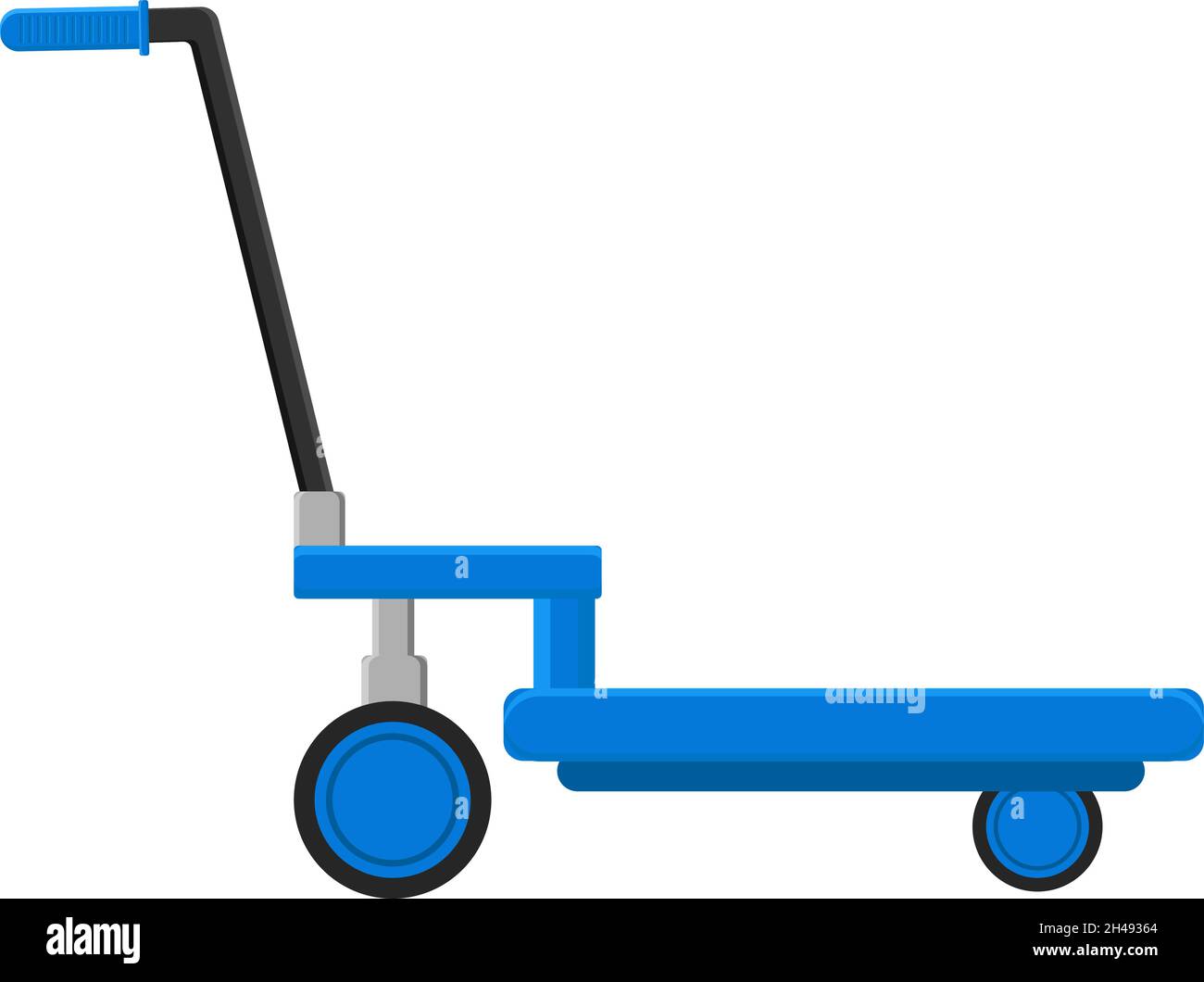 Blue platform trolley, illustration, vector on a white background Stock ...
