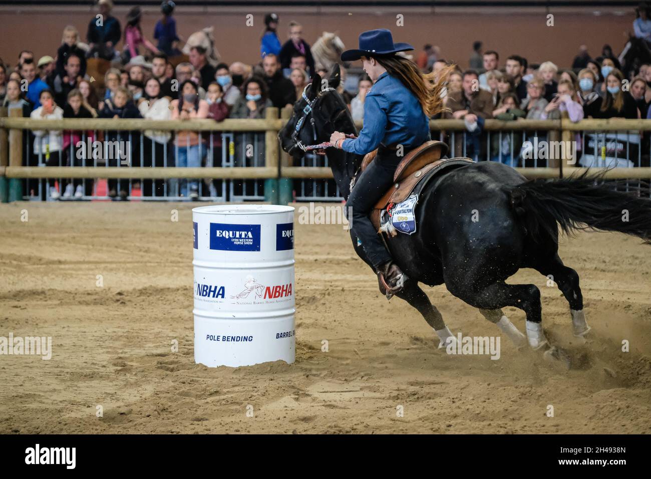 Lyon (France), 30 October 2021. Barrel racing competition at Equita ...