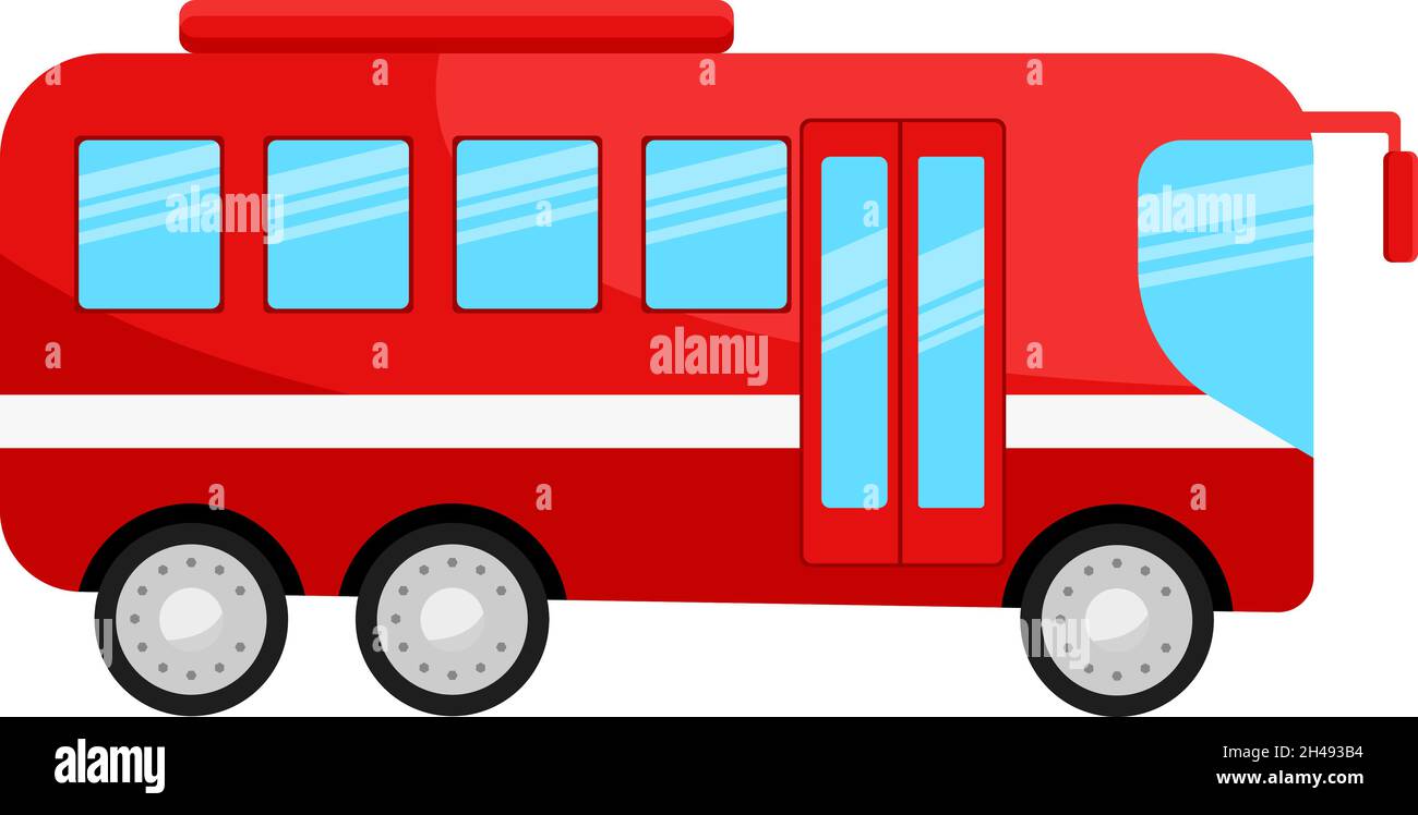 Red bus, illustration, vector on a white background Stock Vector Image ...