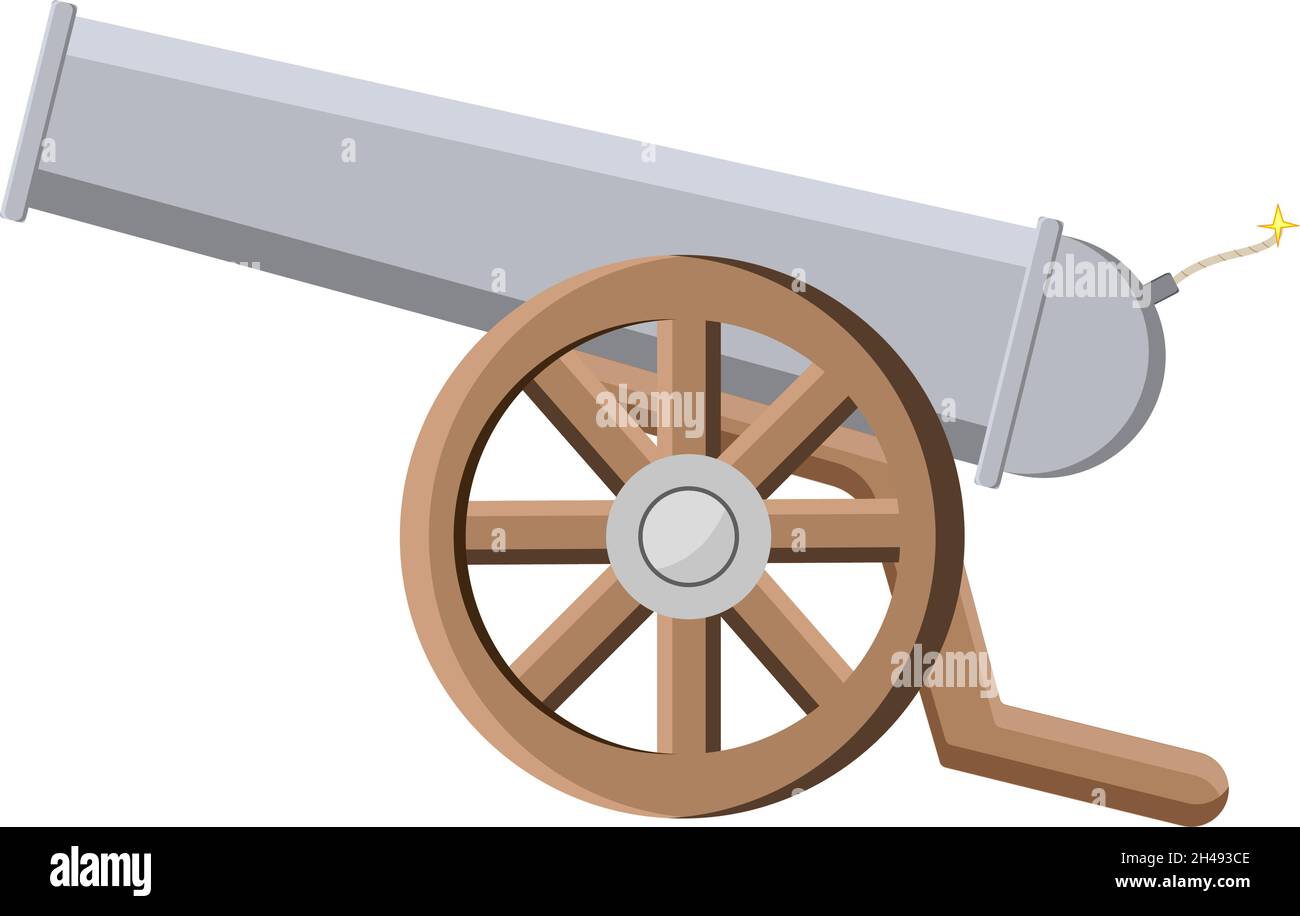 Old grey cannon, illustration, vector on a white background Stock ...
