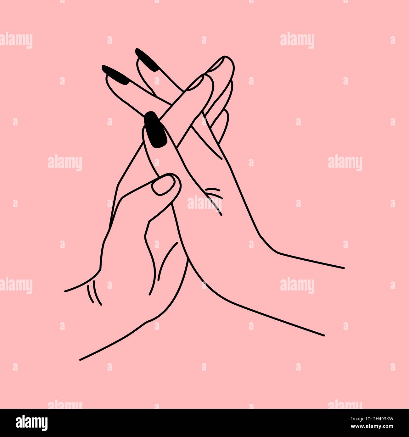 Romantic touch of hands. Cartoon concept of love and tenderness ...