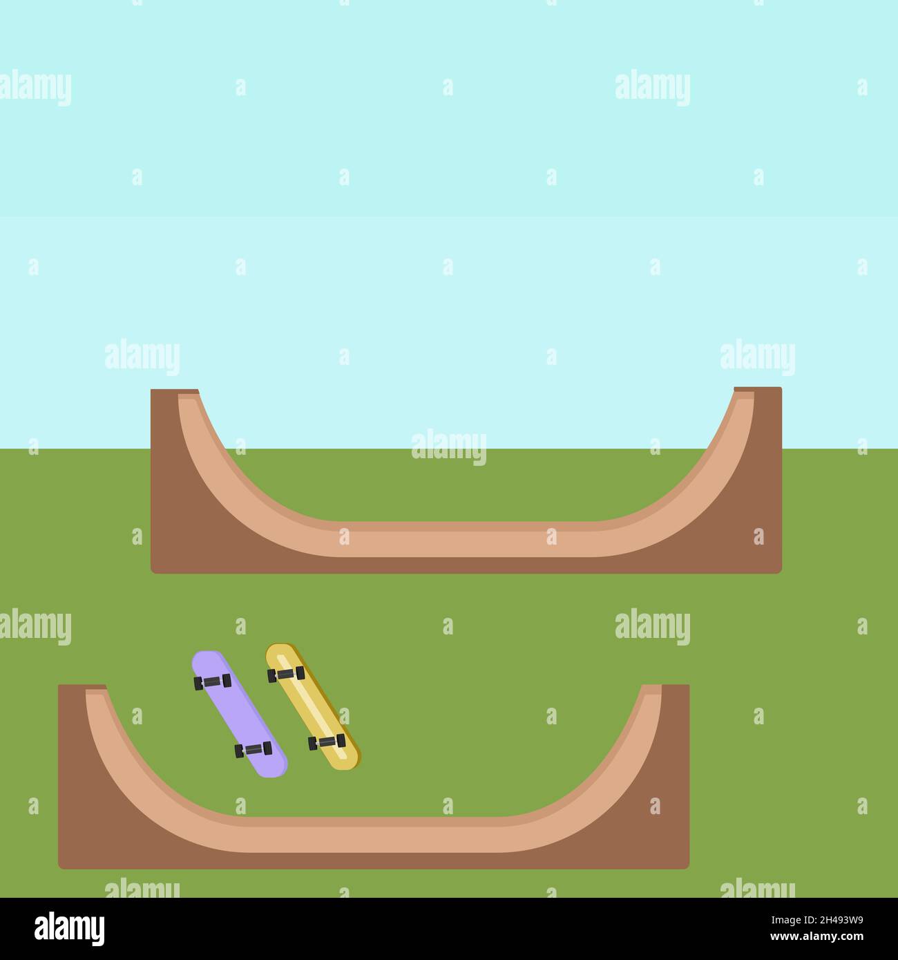 Skating ramp, illustration, vector on a white background Stock Vector ...