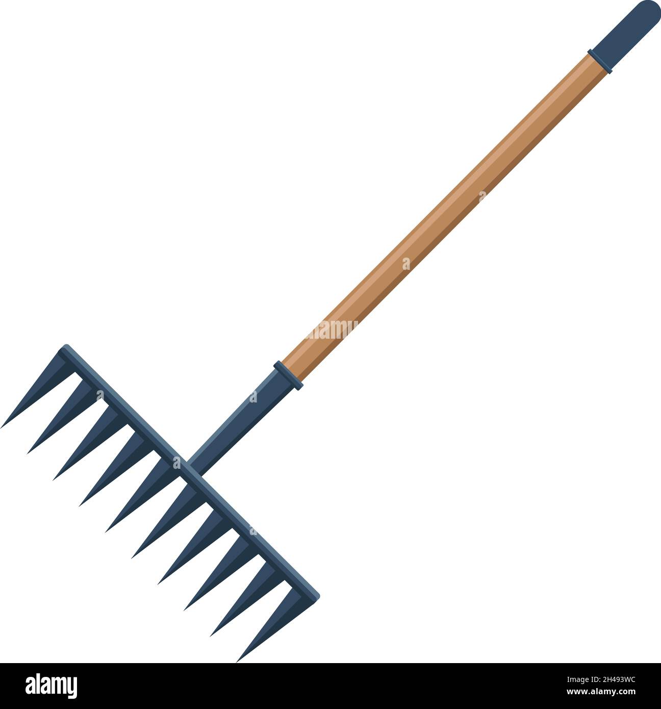Wooden rake, illustration, vector on a white background Stock Vector ...