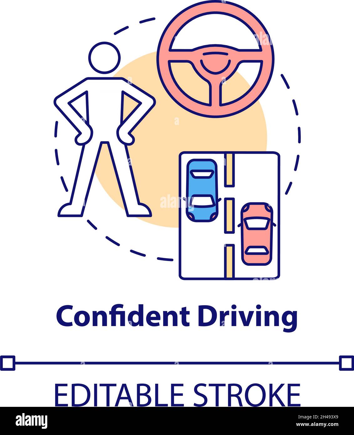 Confident driving concept icon. Driving school result abstract idea ...