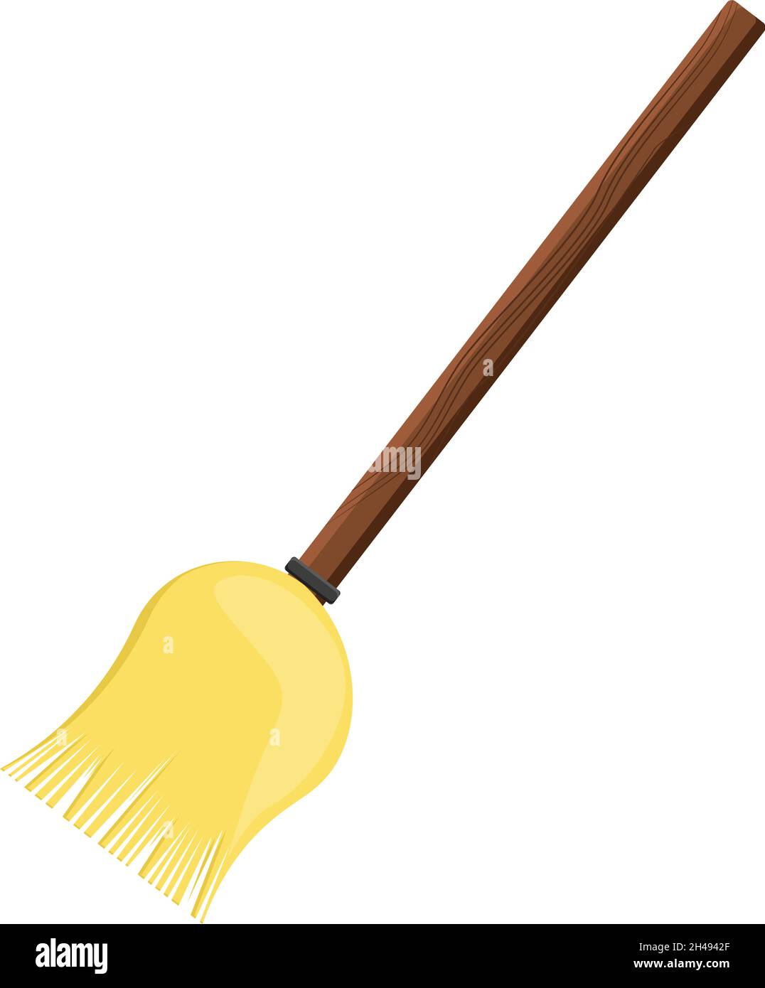 Yellow broom, illustration, vector on a white background Stock Vector ...