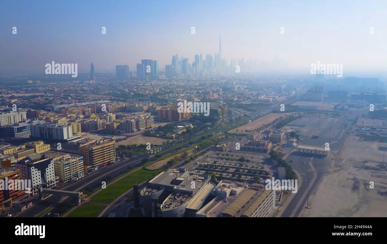 Aerial view from Dubai. Futuristic aerial view of residential ...