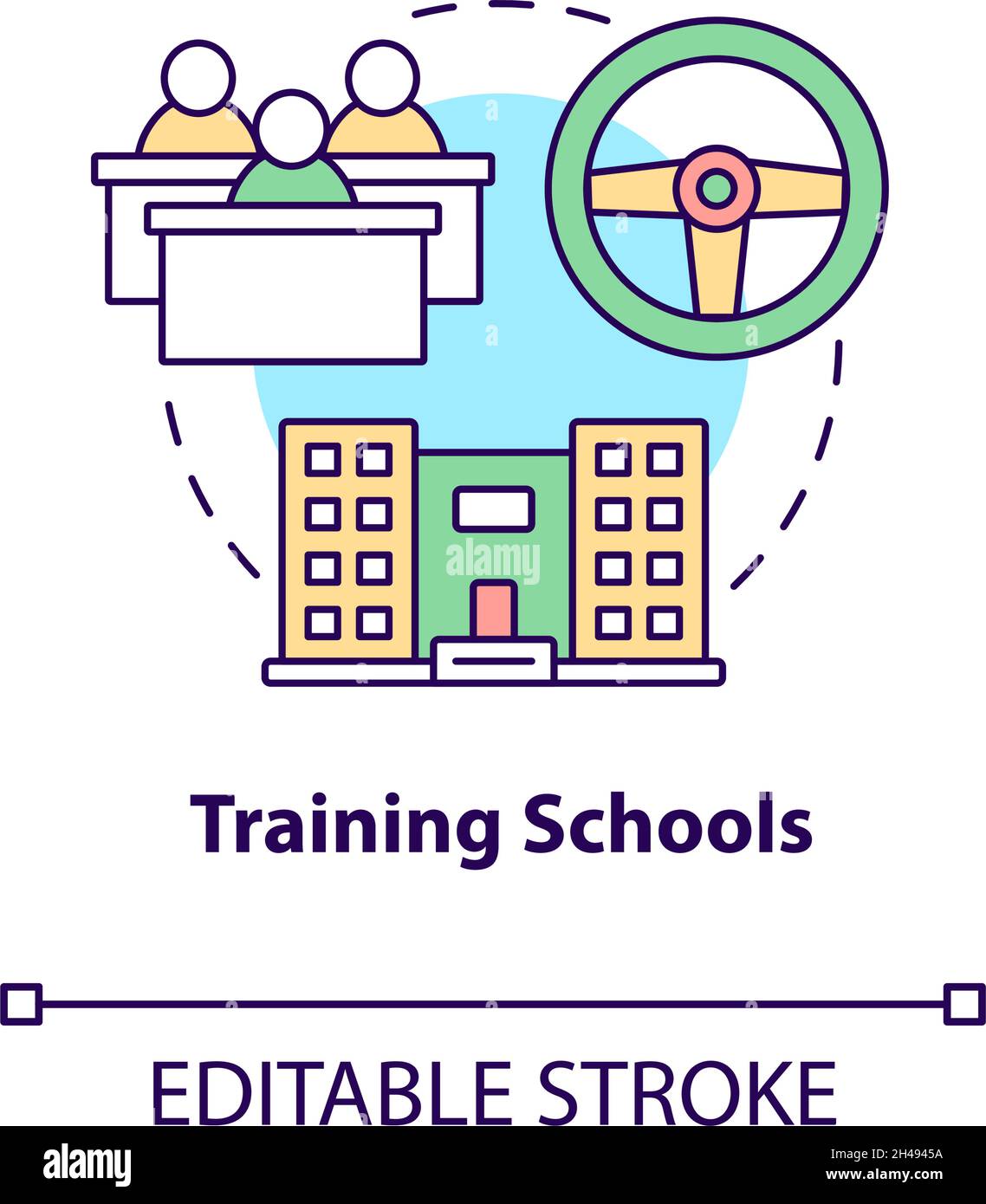 Training schools concept icon. Driving course for teens abstract idea ...