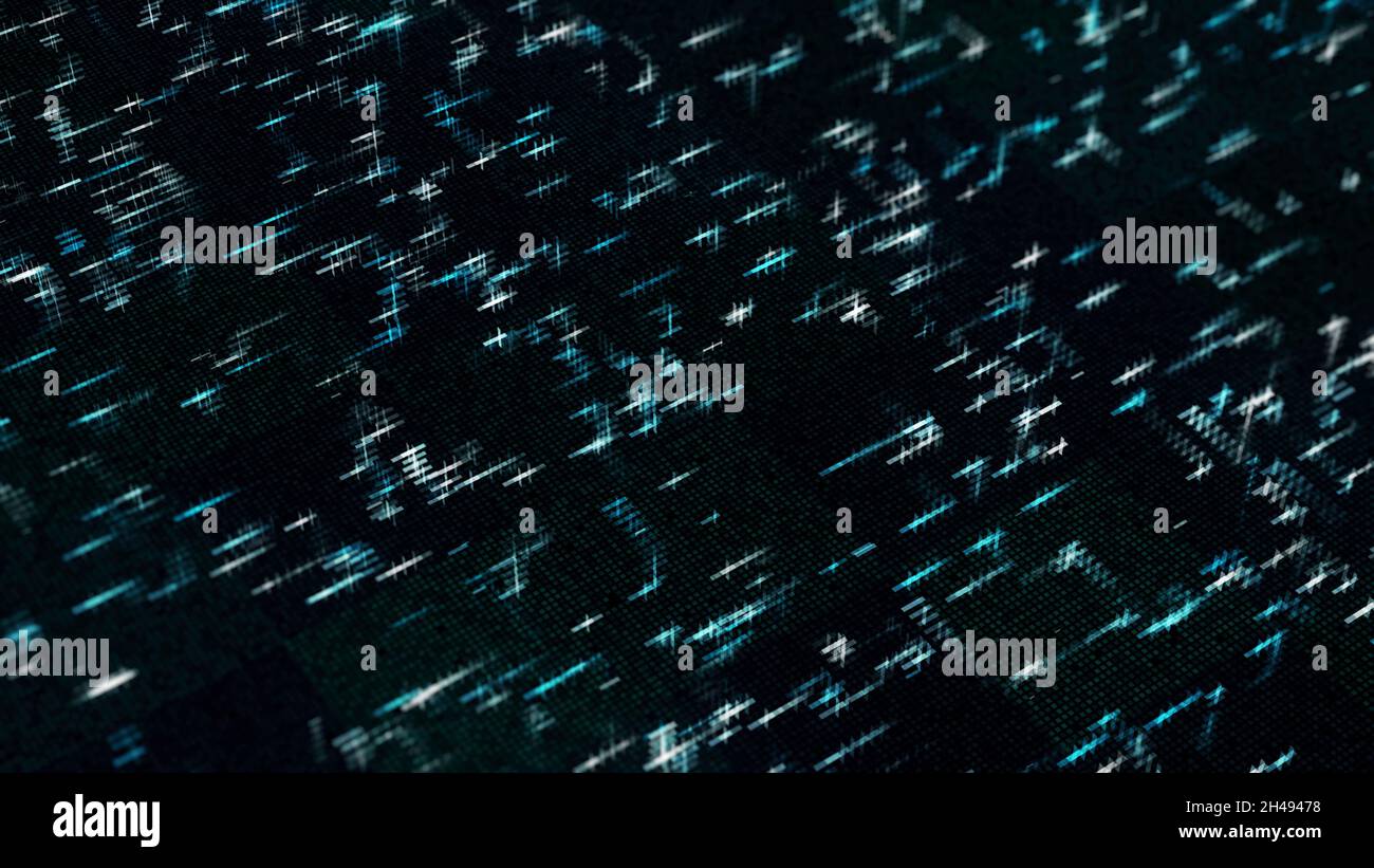 Abstract background of moving neon matrix strokes. Animation. Dark dot ...