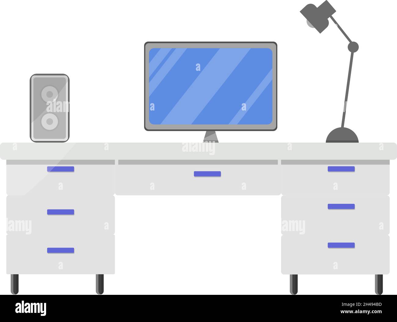 Working table, illustration, vector on a white background Stock Vector ...