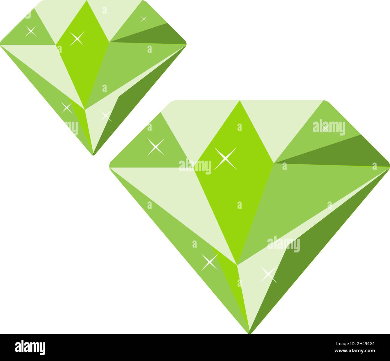Green diamonds, illustration, vector on a white background Stock Vector ...