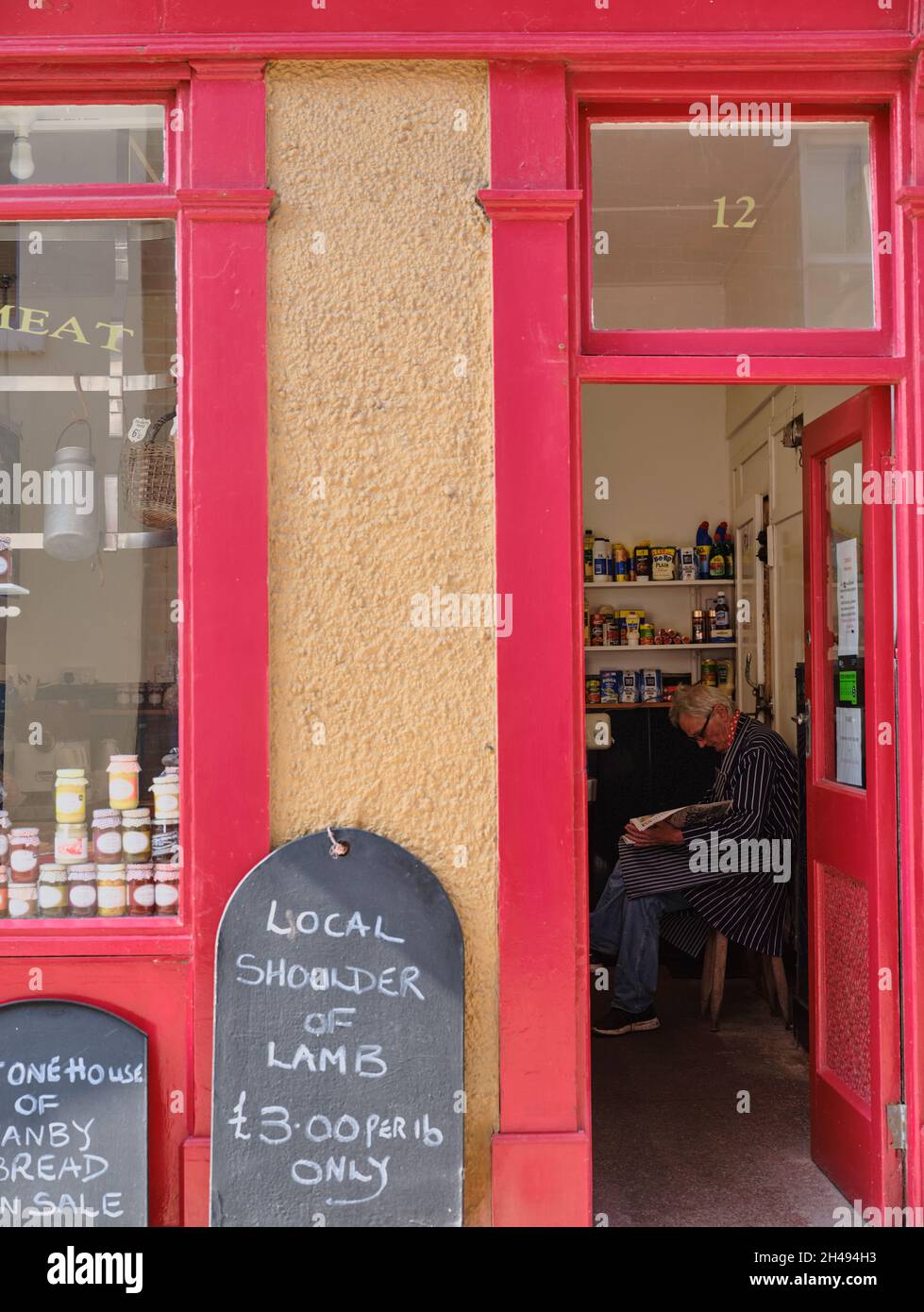 A small local butchers shop and butcher in Staithes North Yorkshire ...