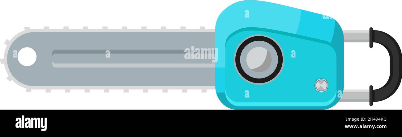 Blue chainsaw, illustration, vector on a white background Stock Vector ...