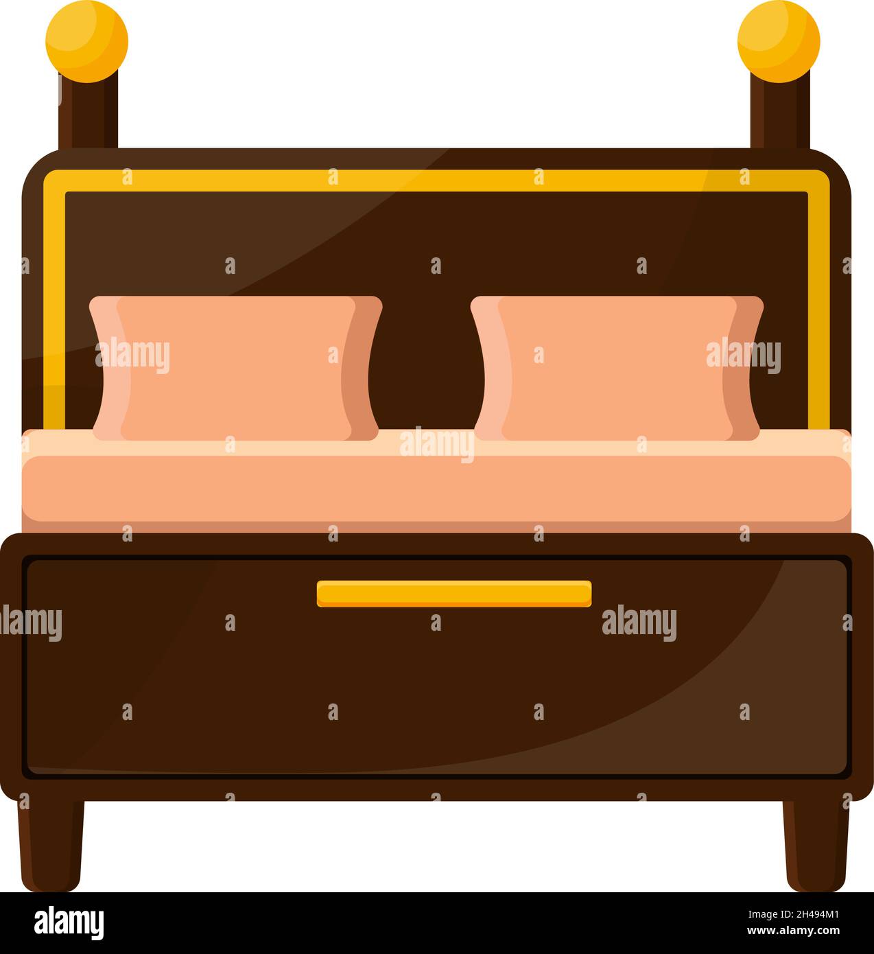 Wooden bed, illustration, vector on a white background Stock Vector ...