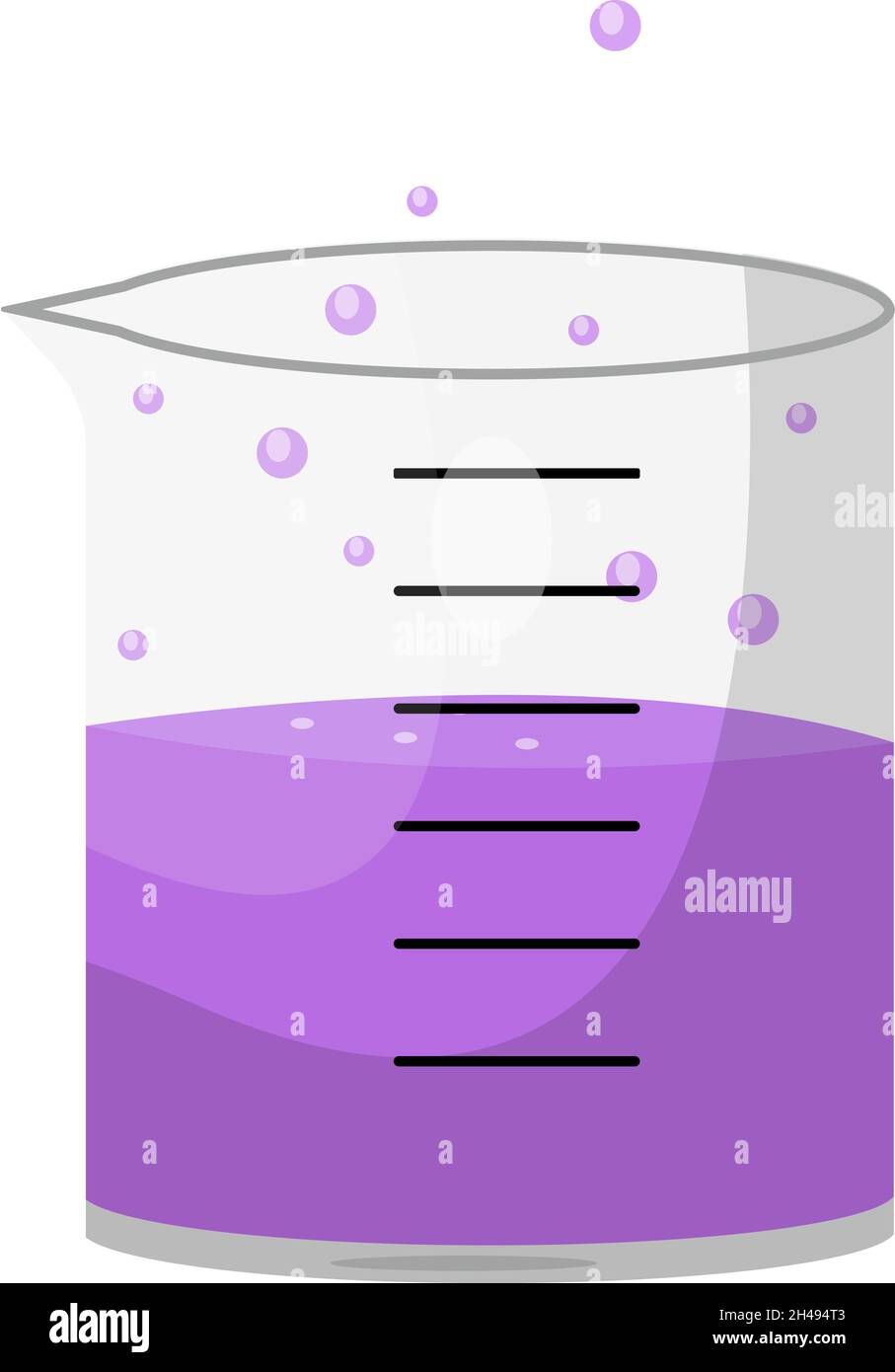 Purple liquid beaker, illustration, vector on a white background Stock ...