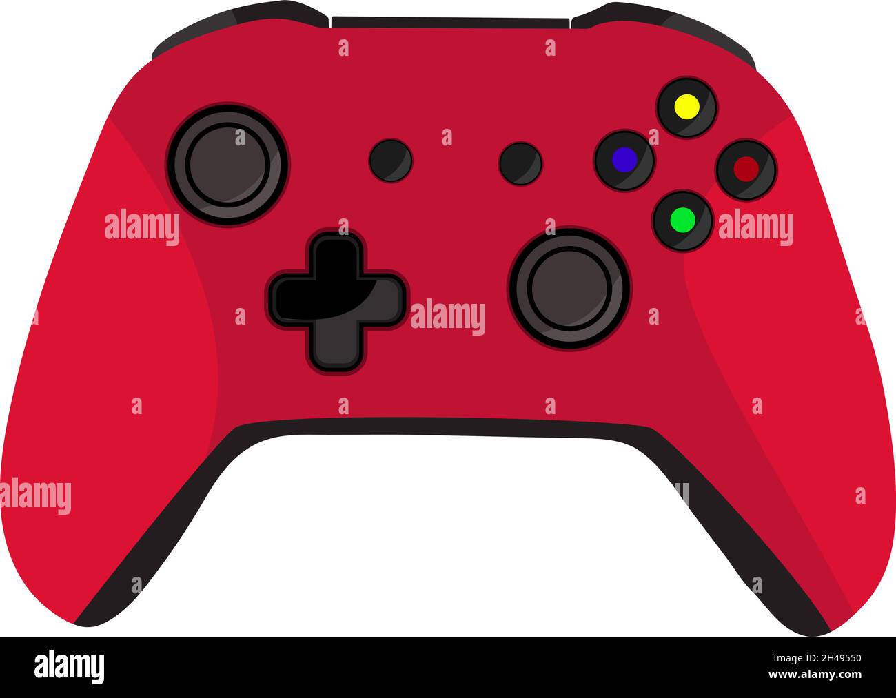 Red game controller, illustration, vector on a white background Stock ...