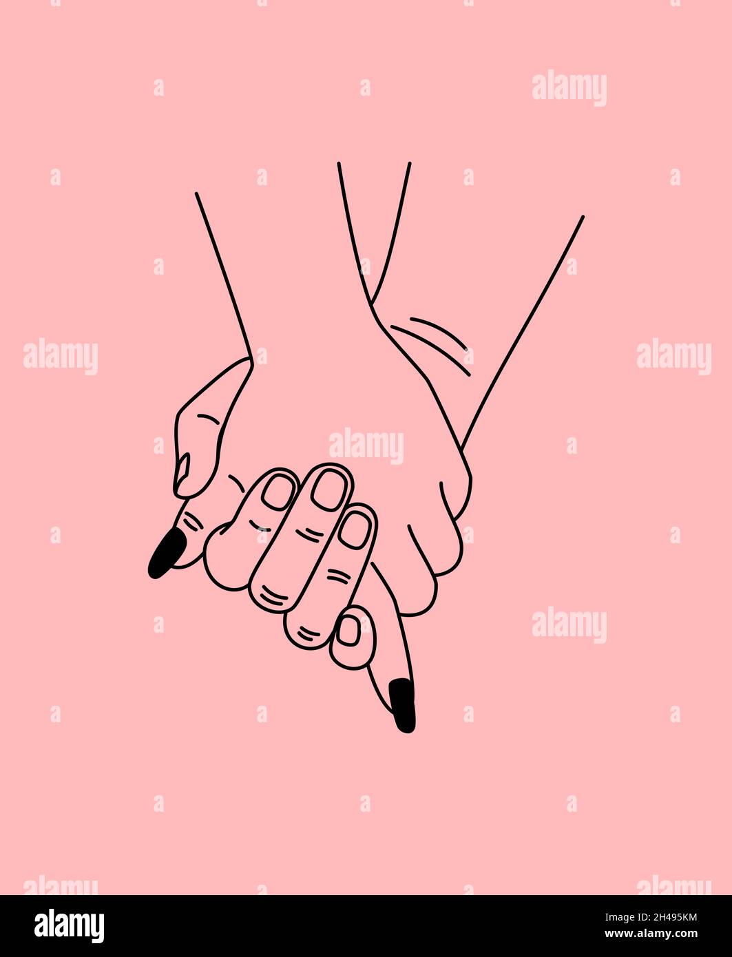 Illustration Line Drawing A Hands Making Promise As A Friendship Loving ...