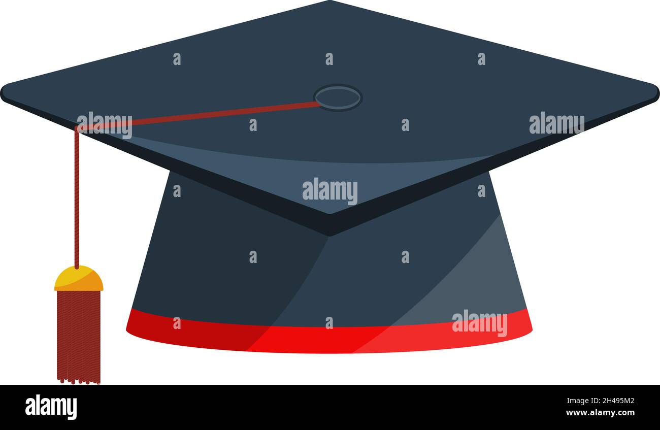 Graduation hat, illustration, vector on a white background Stock Vector ...