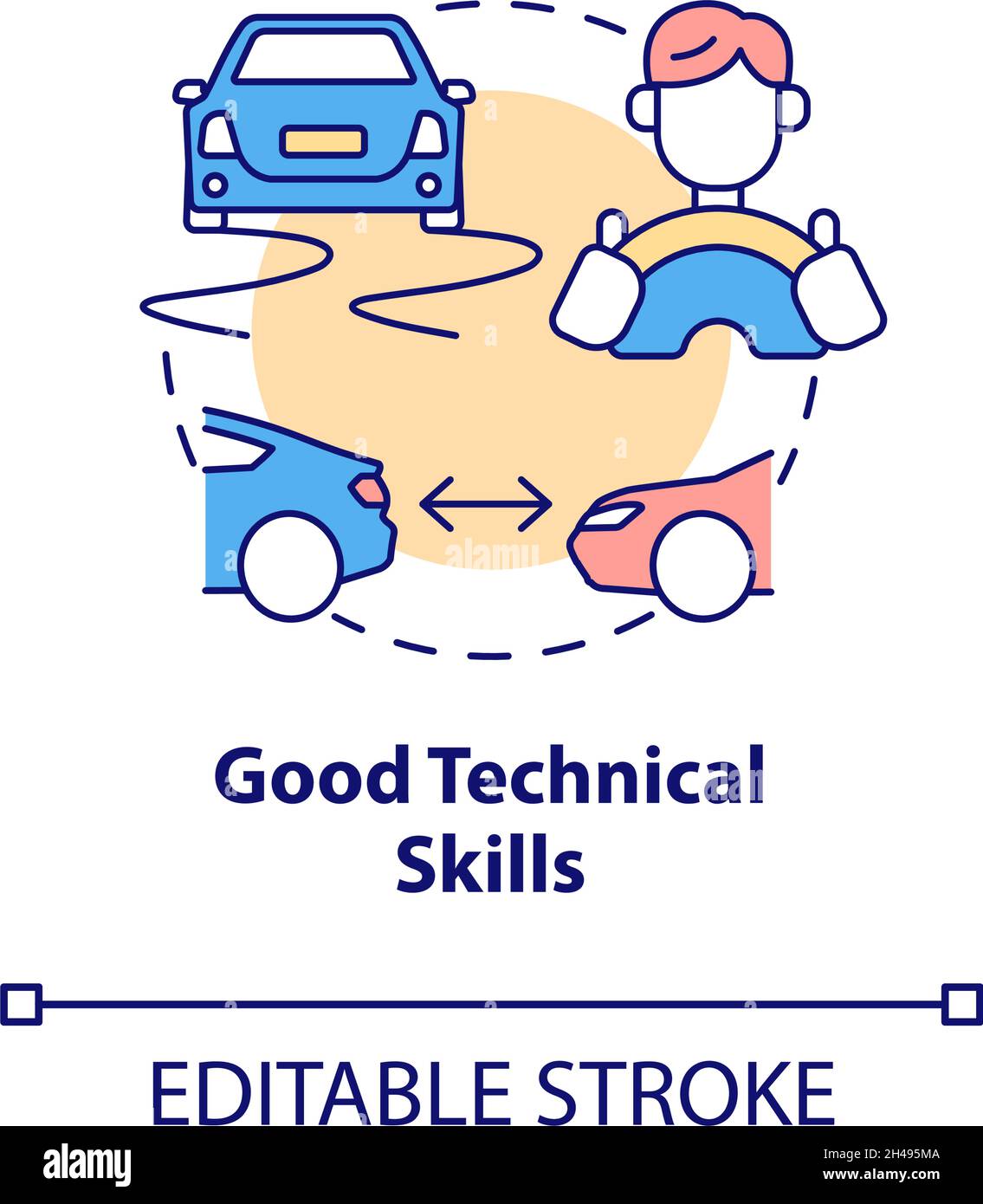 Good technical skills concept icon. Driving course result abstract idea ...