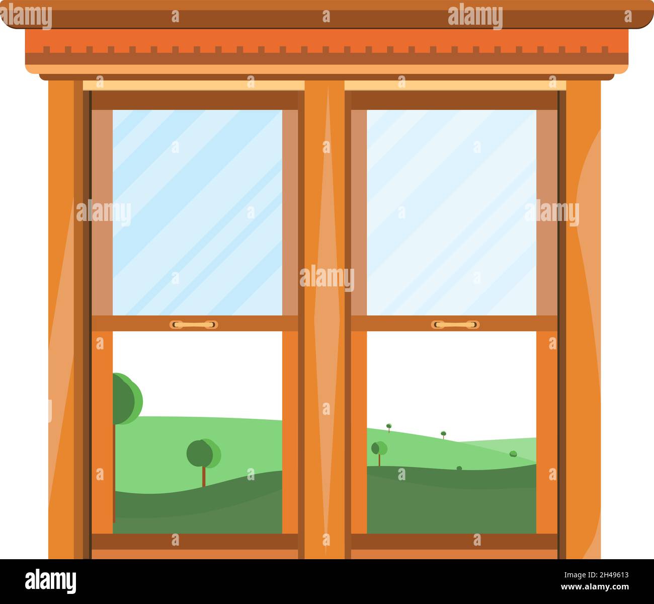 House window, illustration, vector on a white background Stock Vector ...