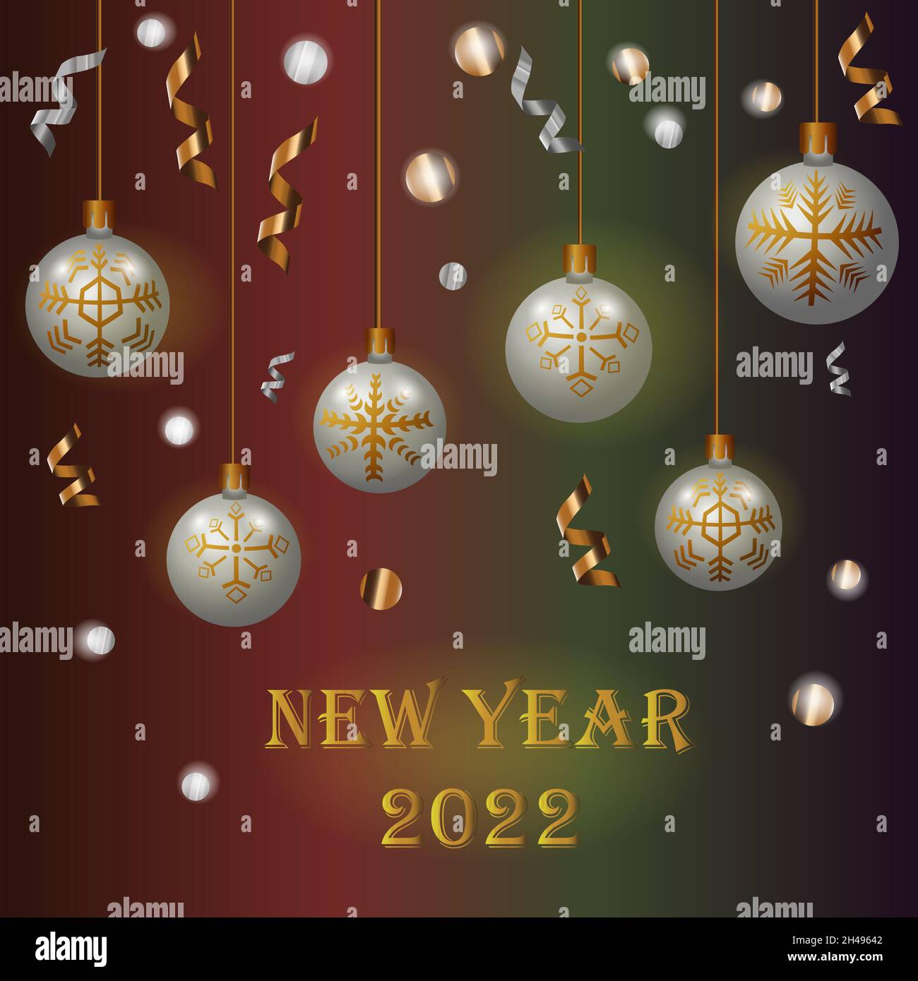 Christmas decorations hanging on a New Year tree, panoramic web ...