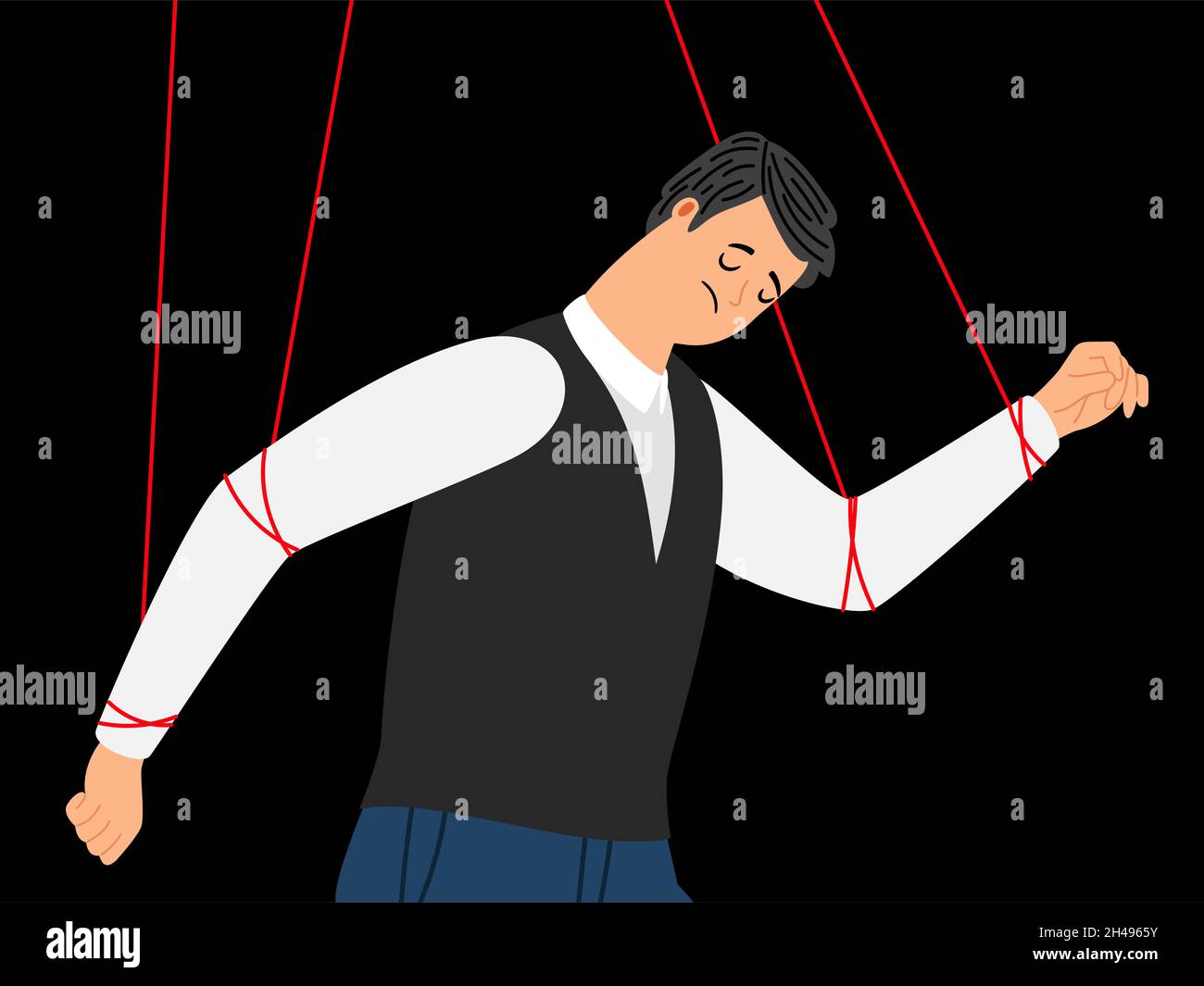 Worker manipulation. Businessman puppet concept, marionette domination ...