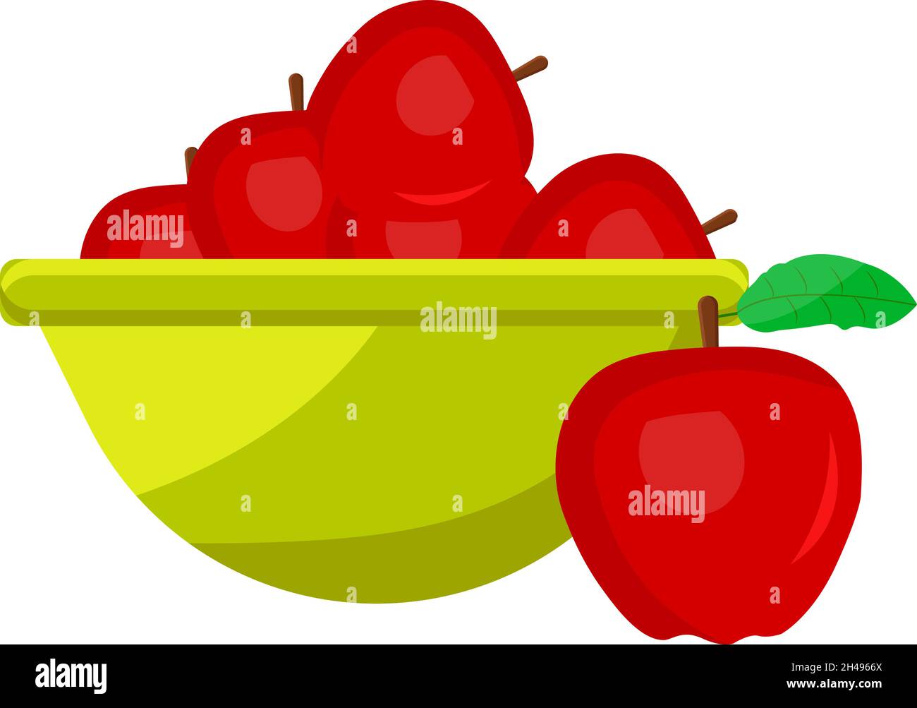 Bowl of apples, illustration, vector on a white background Stock Vector ...