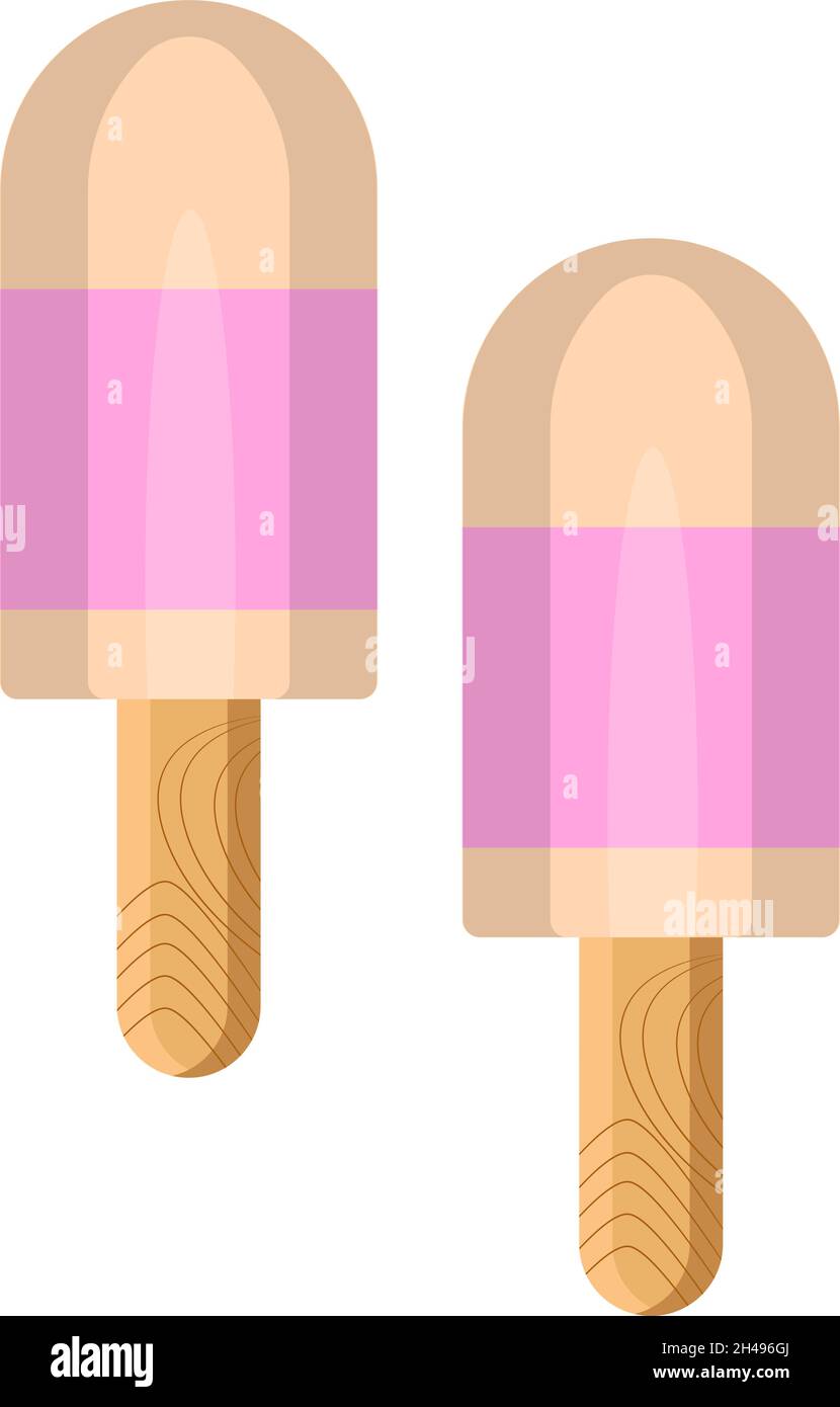 Stick ice cream, illustration, vector on a white background Stock ...