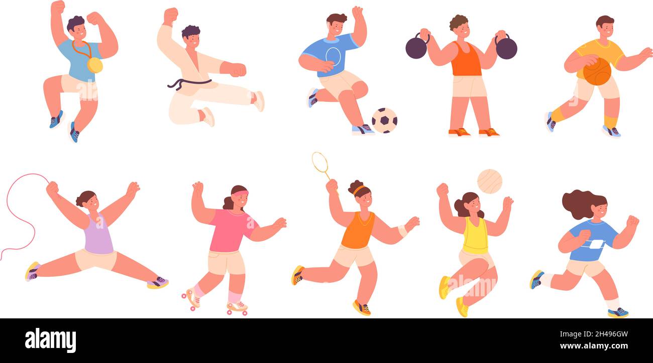 Children workout. Kid sport, wellness and physical health. Child ...