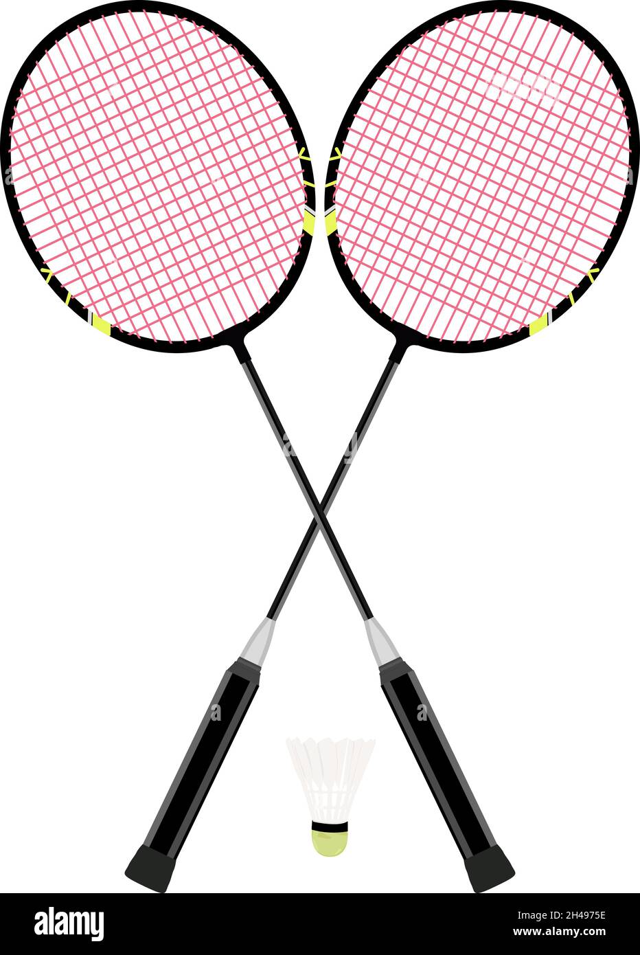 Badminton rackets, illustration, vector on a white background Stock ...