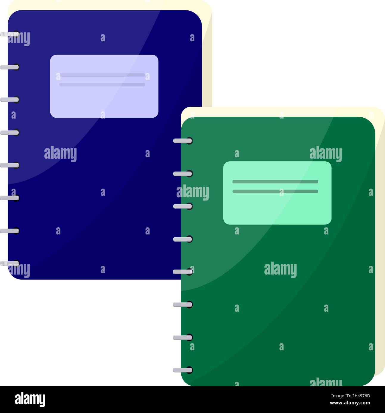 Two school books, illustration, vector on a white background Stock ...