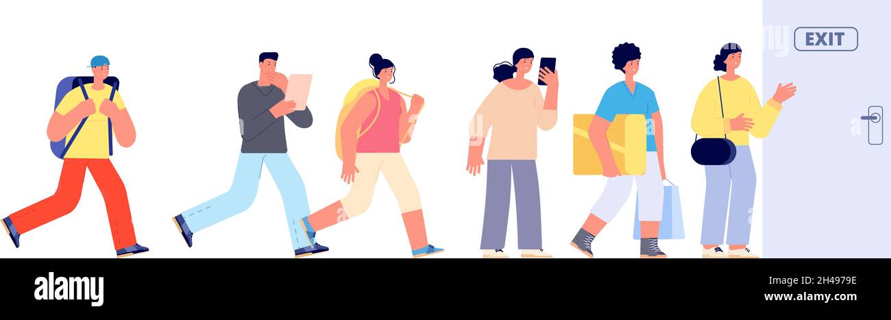 Crowd door queue Stock Vector Images - Alamy