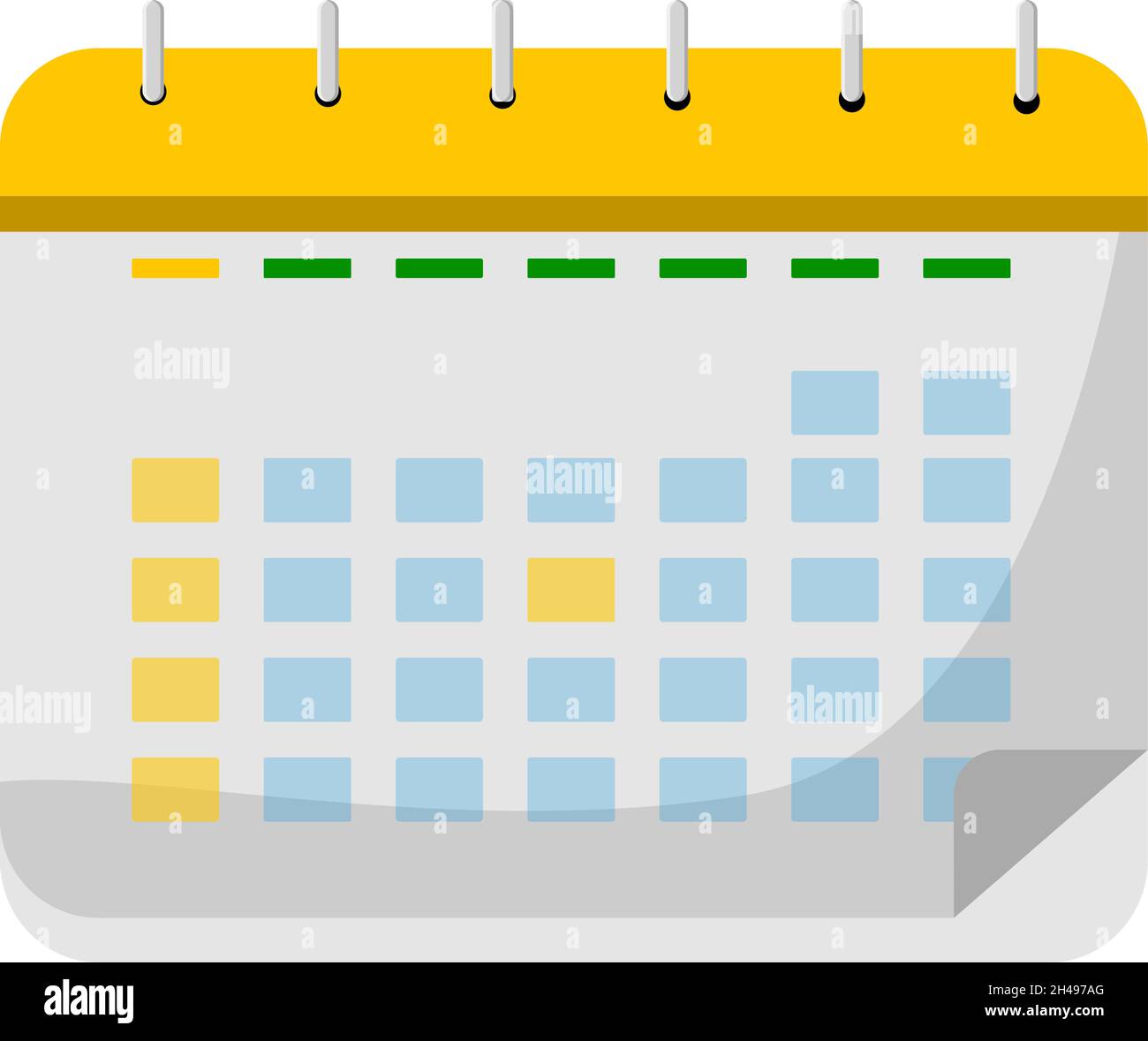 Grey and yellow calender, illustration, vector on a white background ...