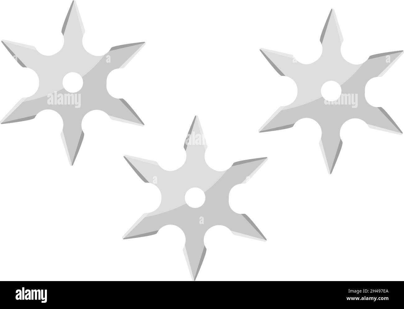 Silver ninja weapons, illustration, vector on a white background Stock ...