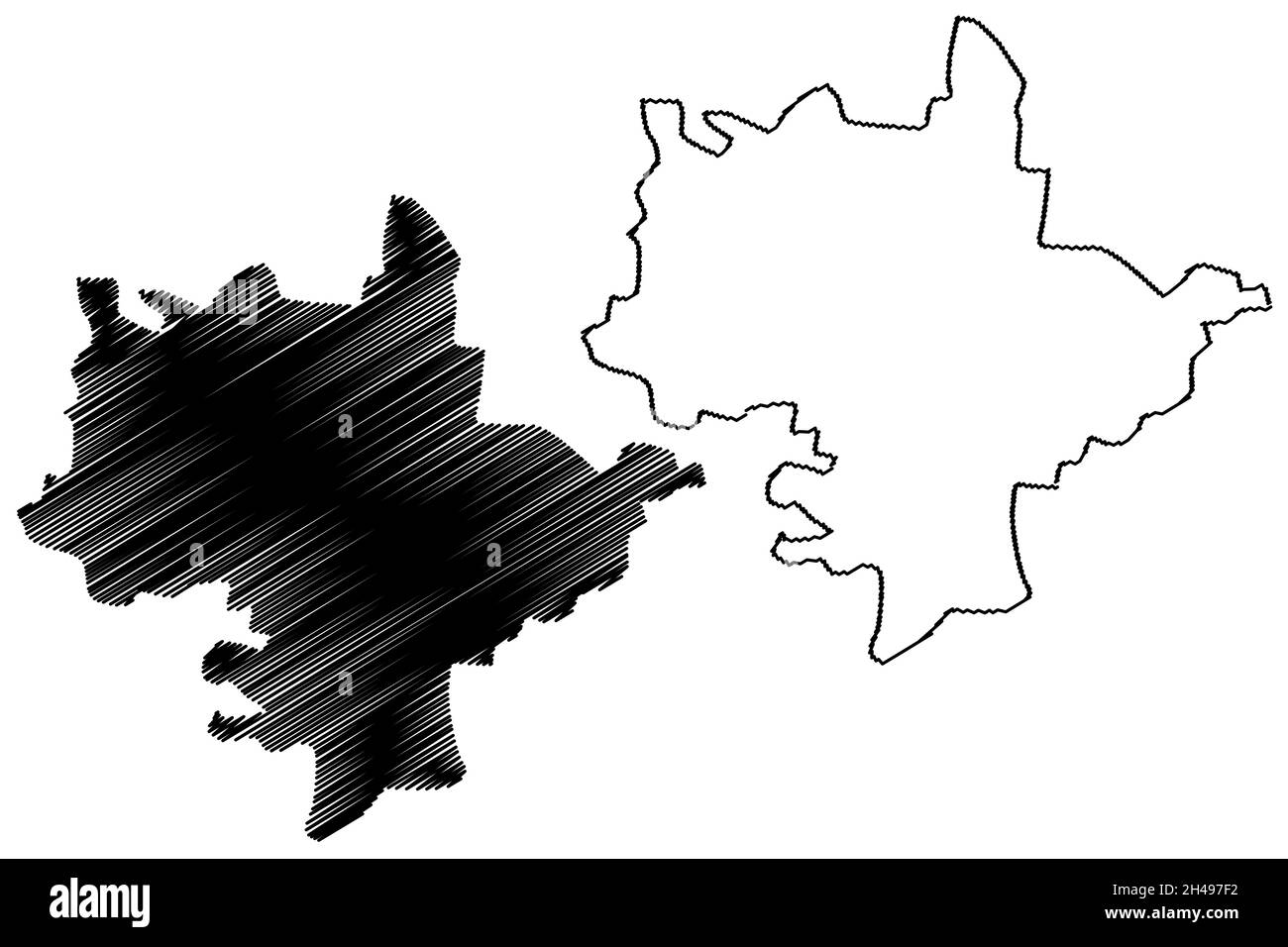 Rewari district (Haryana State, Republic of India) map vector ...