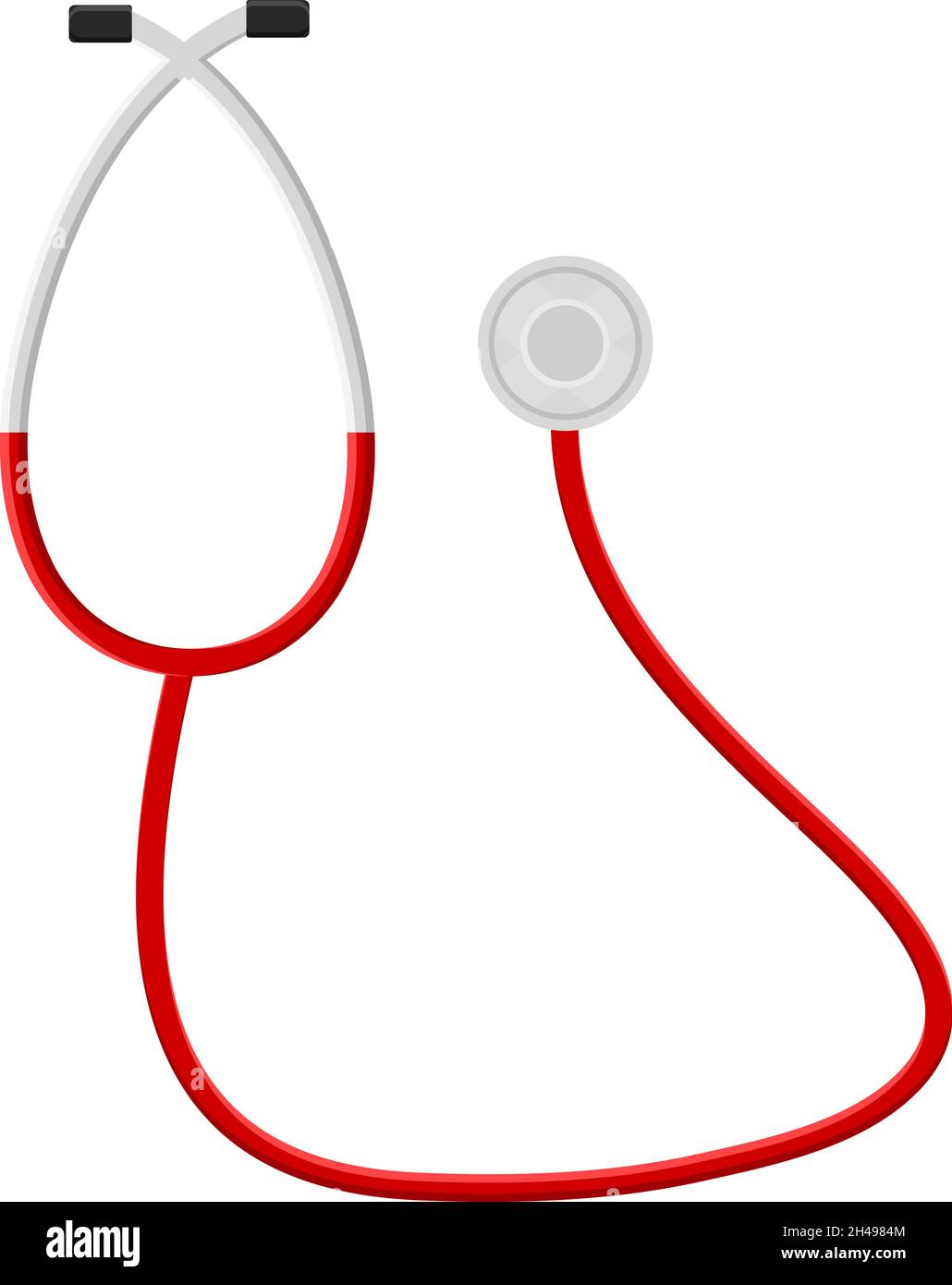 Red stethoscope, illustration, vector on a white background Stock ...