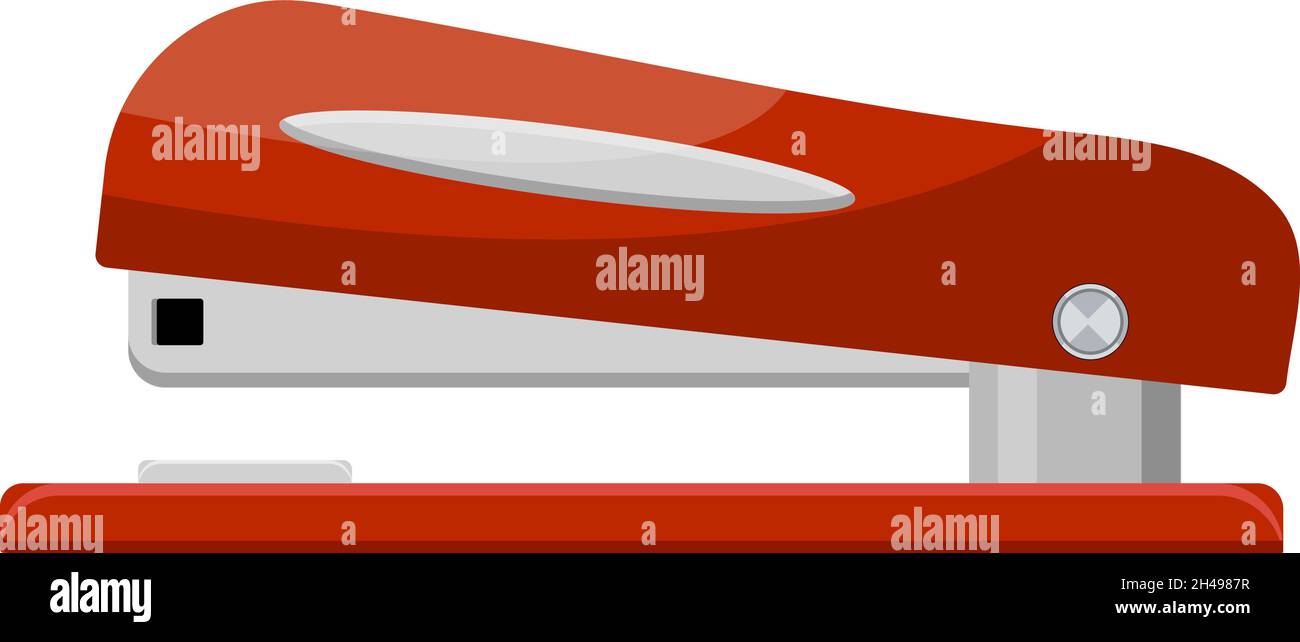 Red stapler, illustration, vector on a white background Stock Vector ...