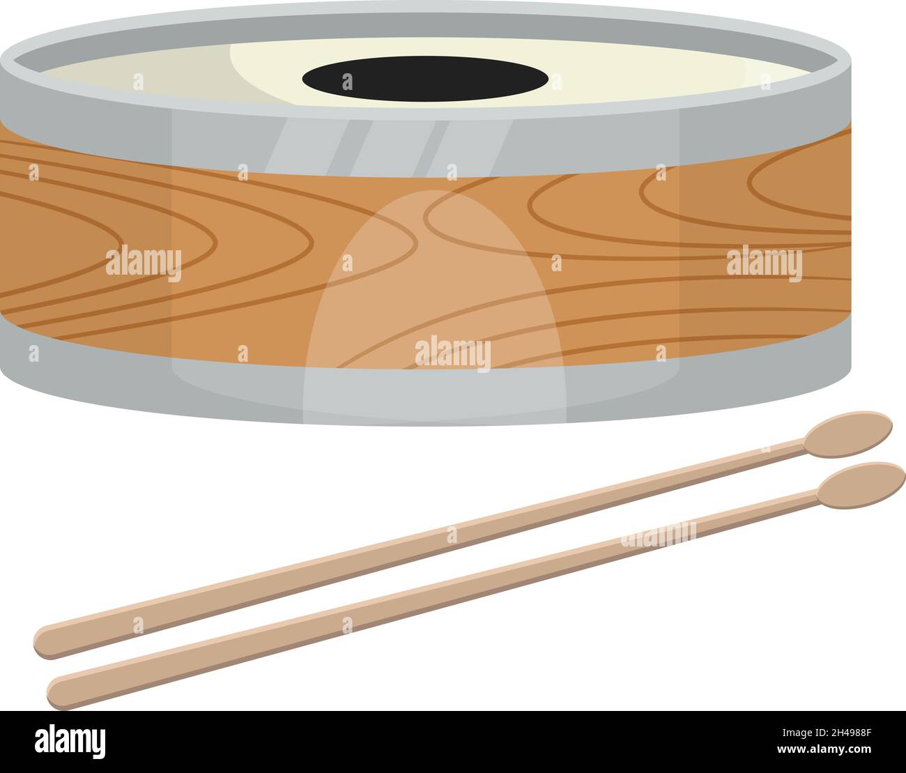 Small wooden drum, illustration, vector on a white background Stock ...
