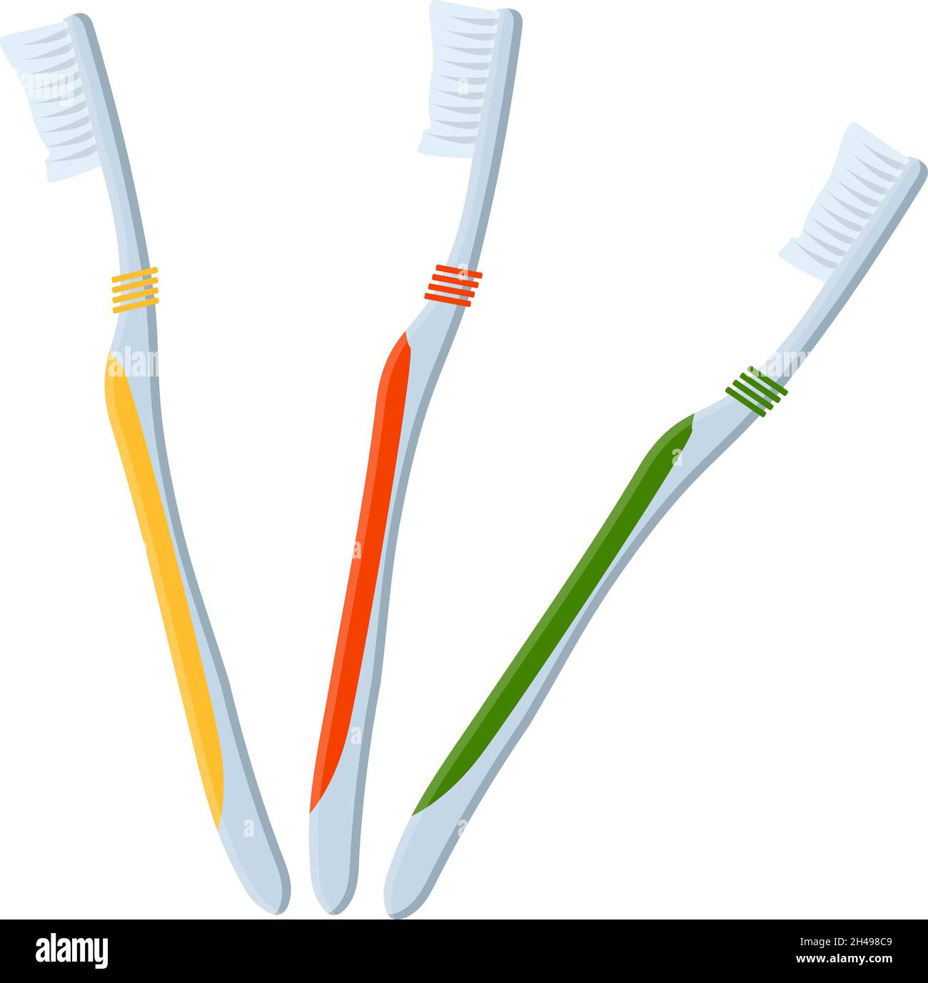Three toothbrushes, illustration, vector on a white background Stock ...