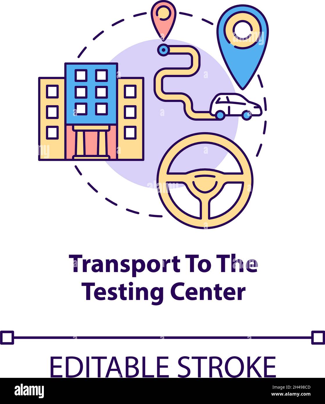 Transportation to testing center concept icon. Road test service ...