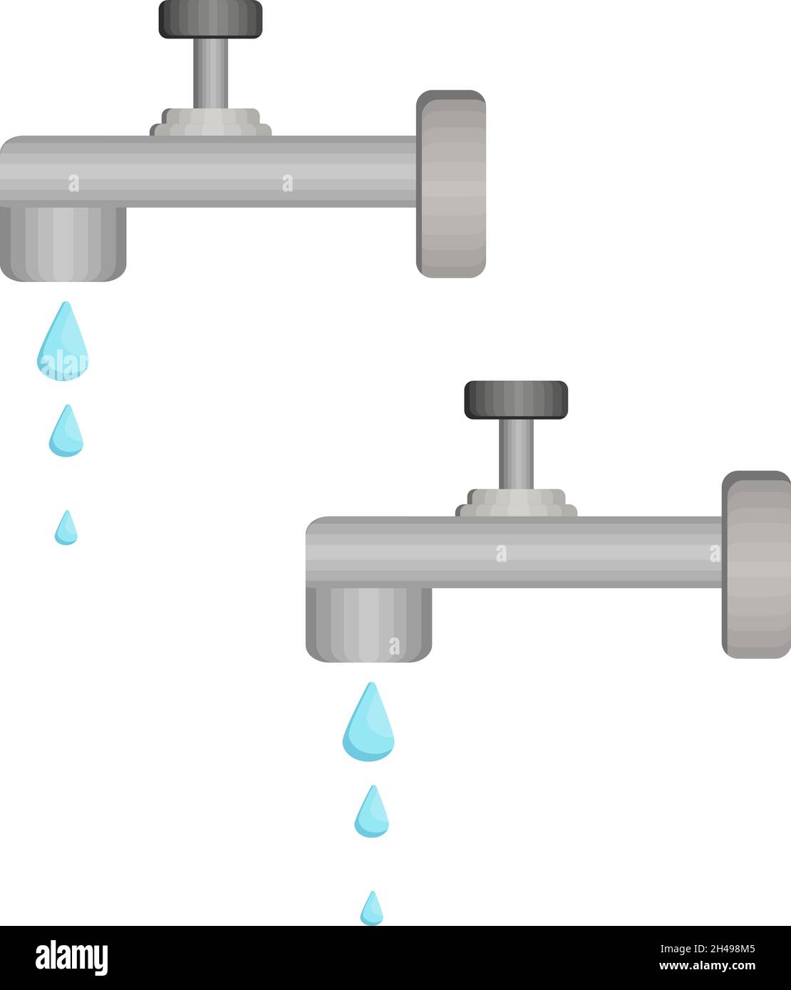 Water tap with water drops, illustration, vector on a white background ...