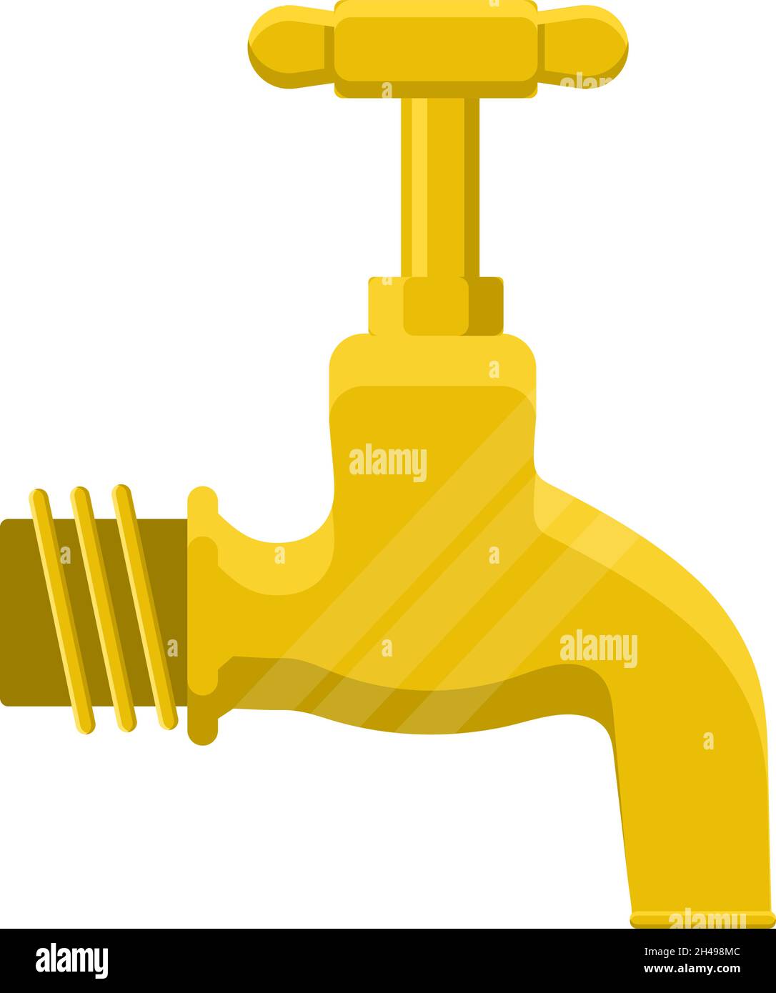 Golden water tap, illustration, vector on a white background Stock ...