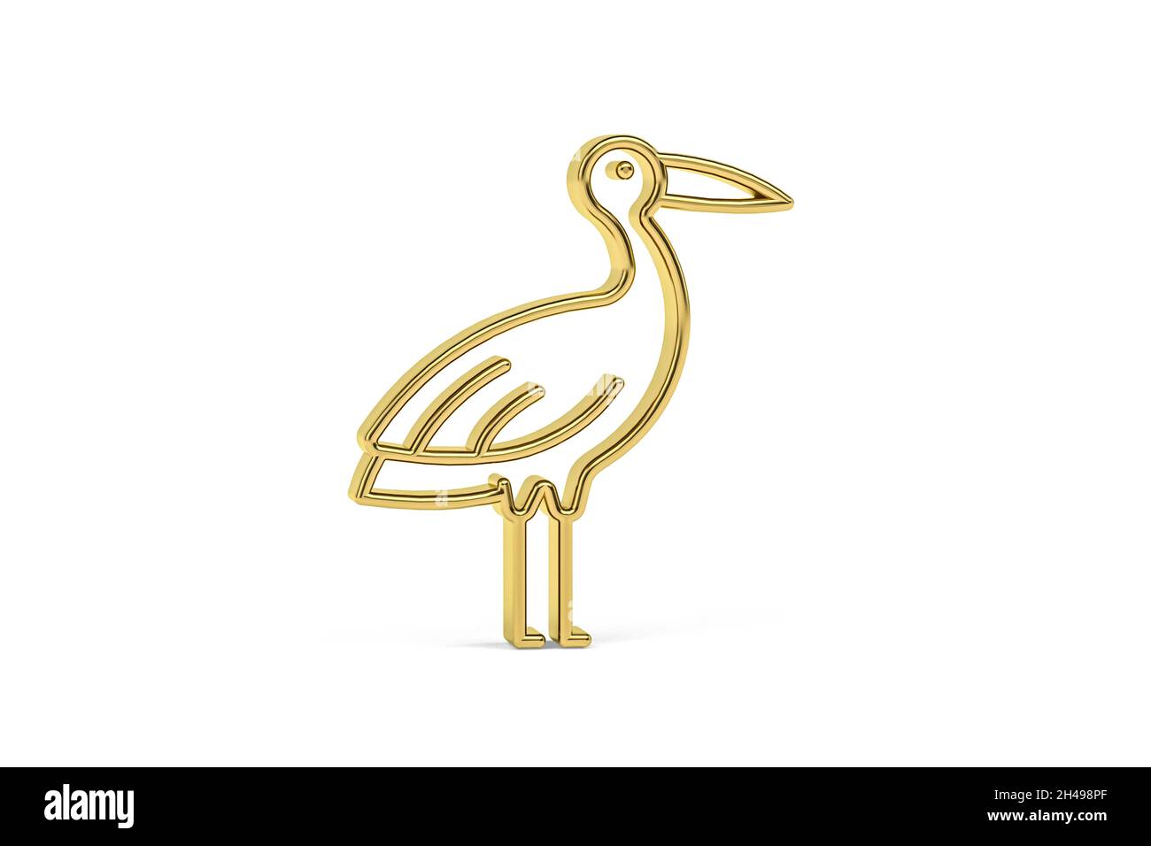 Golden 3d stork icon isolated on white background - 3D render Stock ...