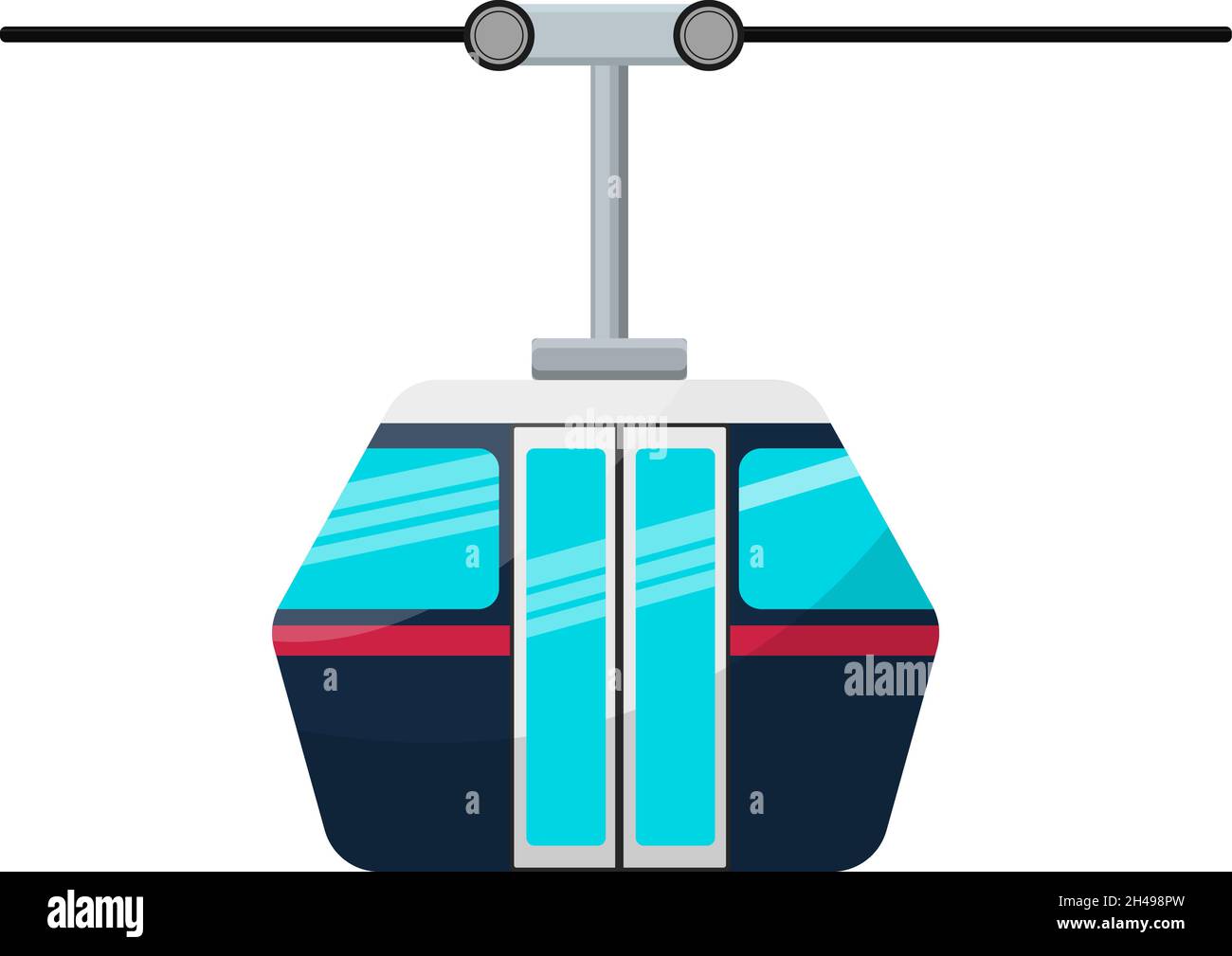 Blue ropeway, illustration, vector on a white background Stock Vector ...