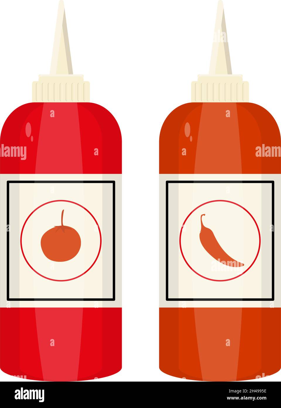 Bottles of sauce, illustration, vector on a white background Stock ...