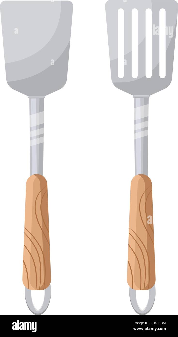 Two spatulas, illustration, vector on a white background Stock Vector ...