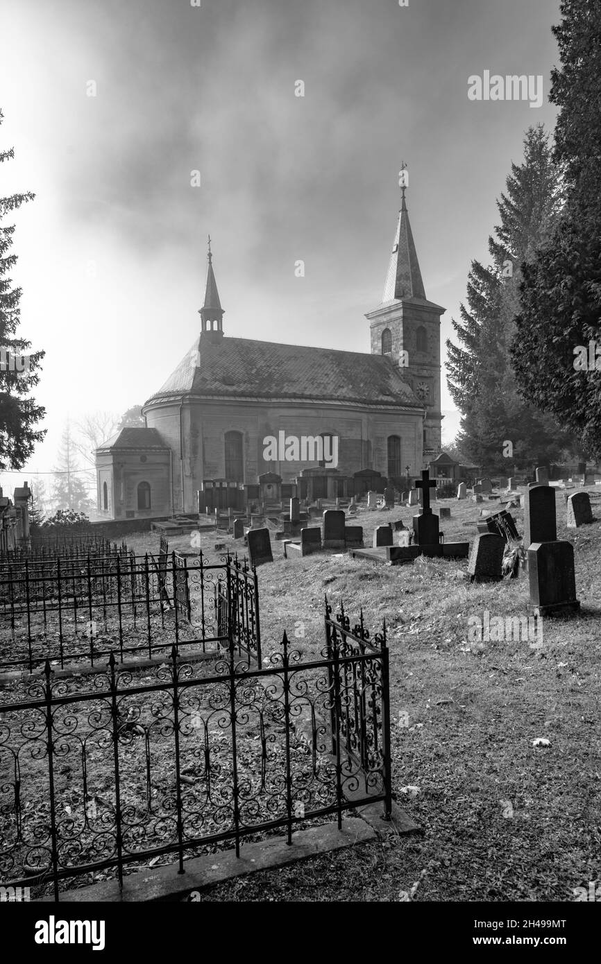 Graveyard church yard Black and White Stock Photos & Images - Alamy
