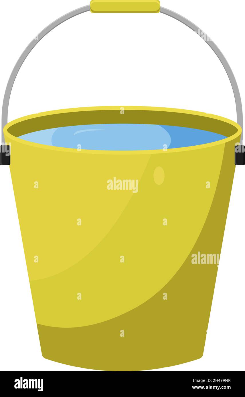 Yellow bucket filled with water, illustration, vector on a white ...