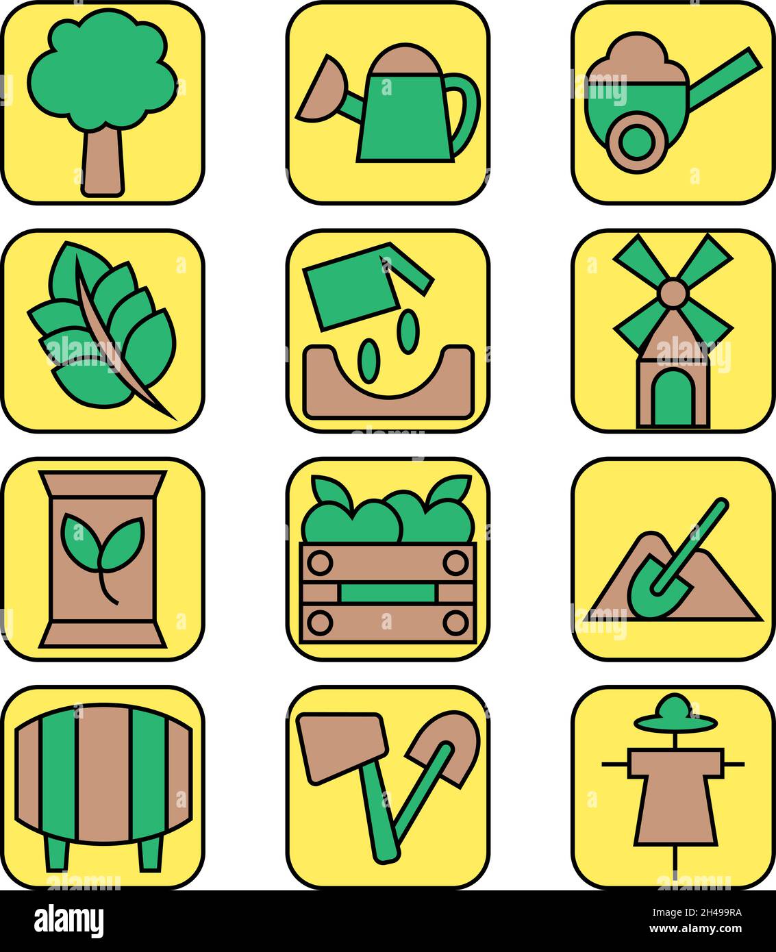 Agriculture icon pack, illustration, vector, on a white background ...