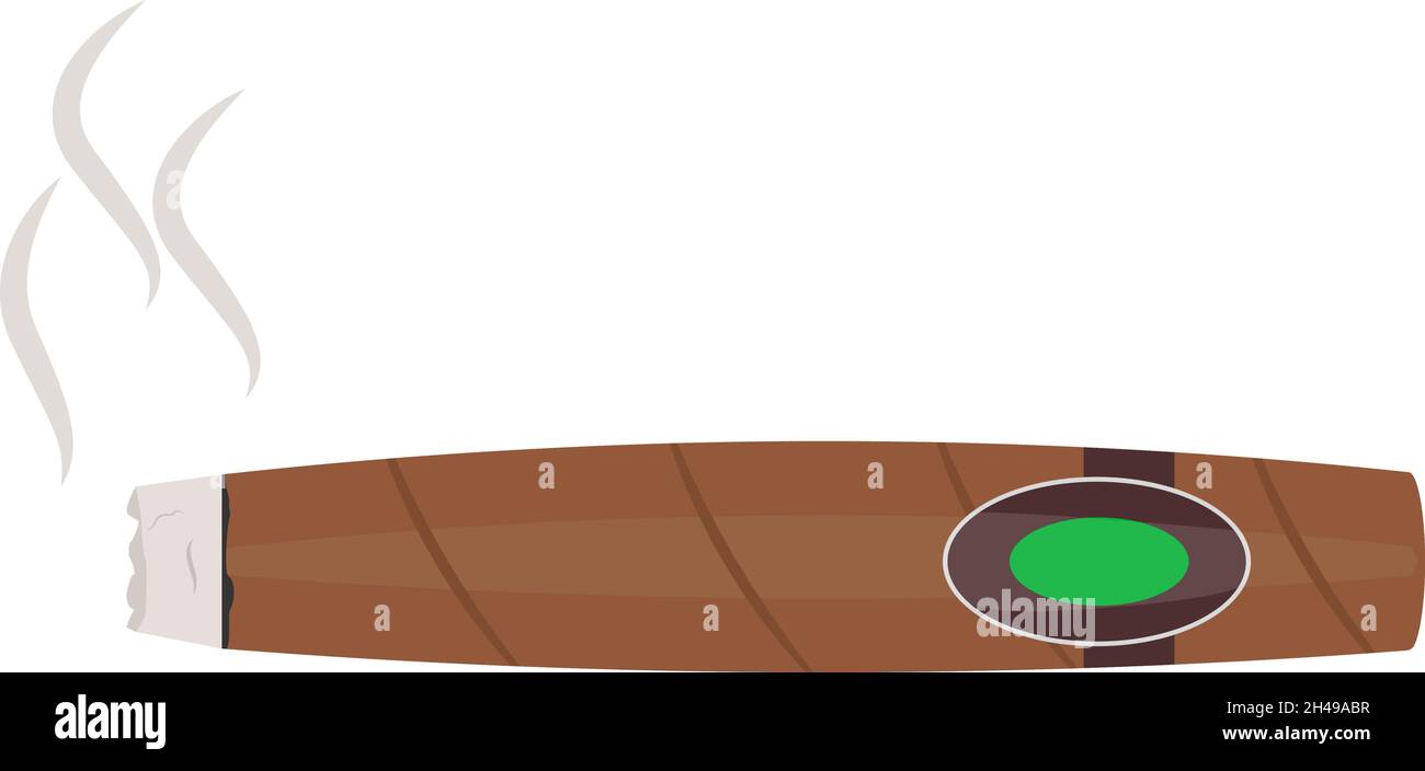 Burning cigar, illustration, vector on a white background Stock Vector ...