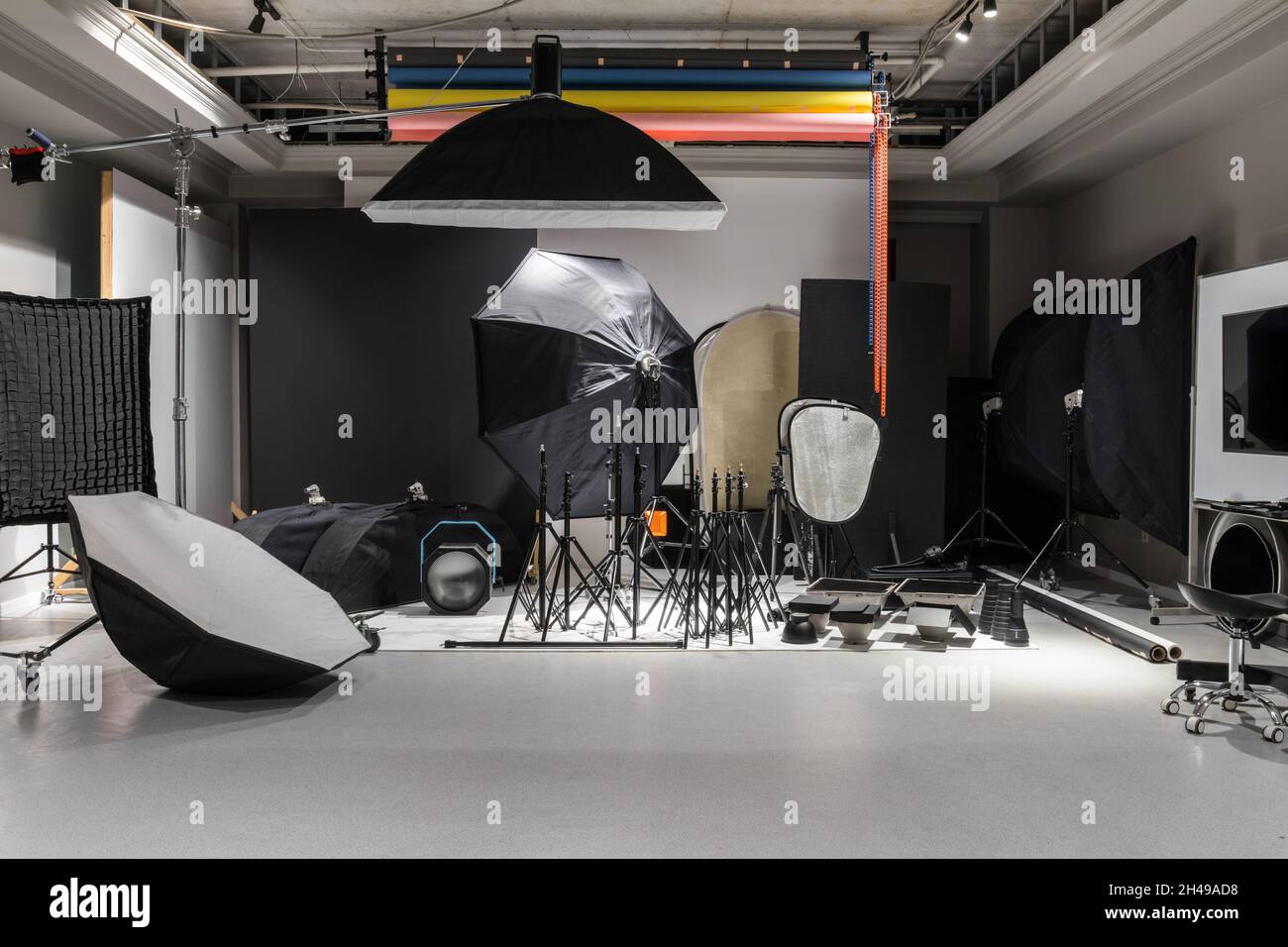 Interior of a modern photo studio. Technics and equipment Stock Photo ...